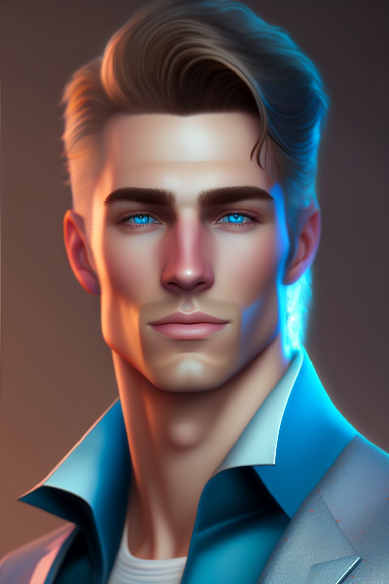 Lexica - Young, handsome man, blue-eyed, ash-colored hair, with a long ...