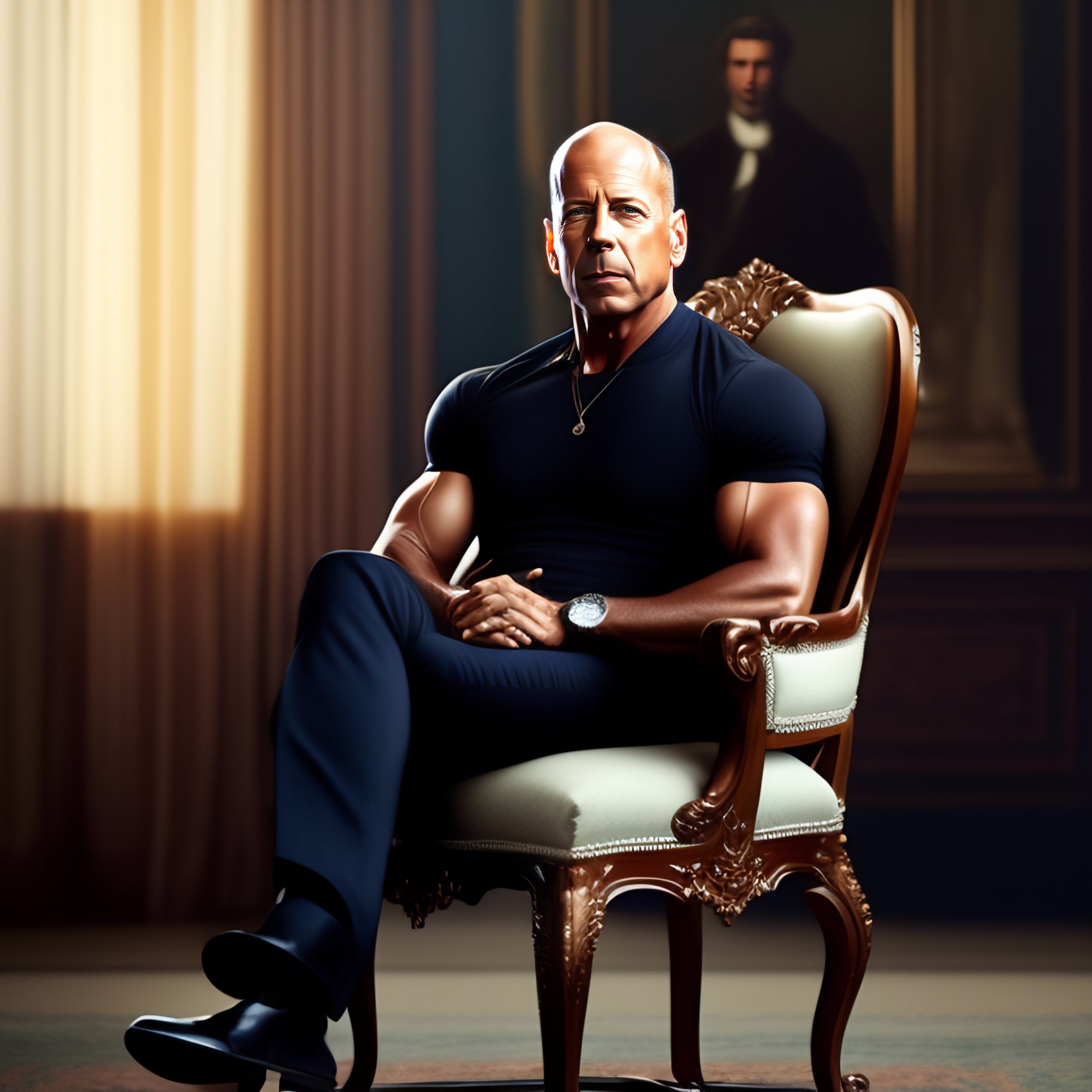 Lexica - Bruce willis sitting on a chair