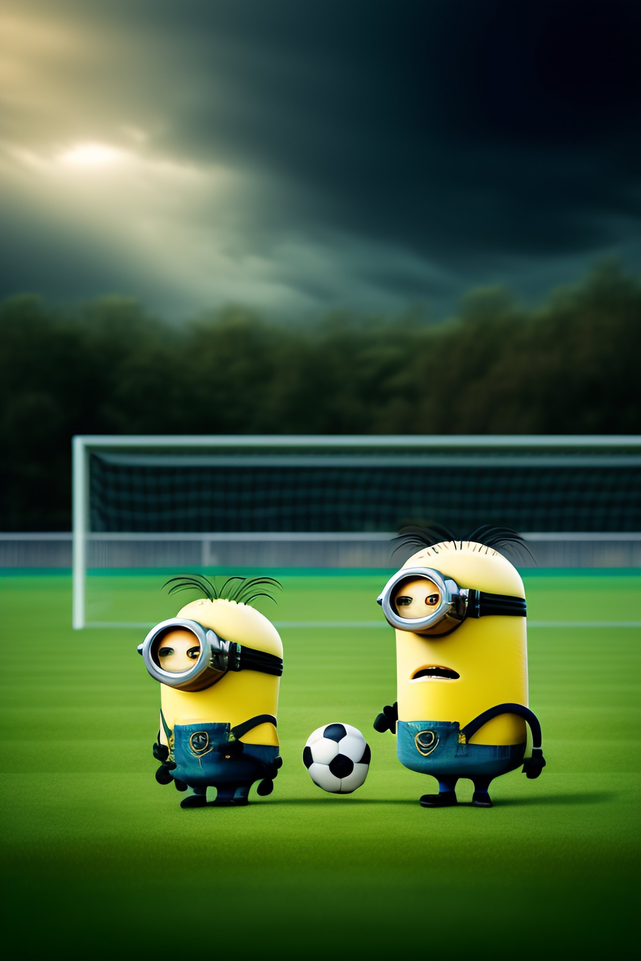Lexica - Minions playing soccer on a green field