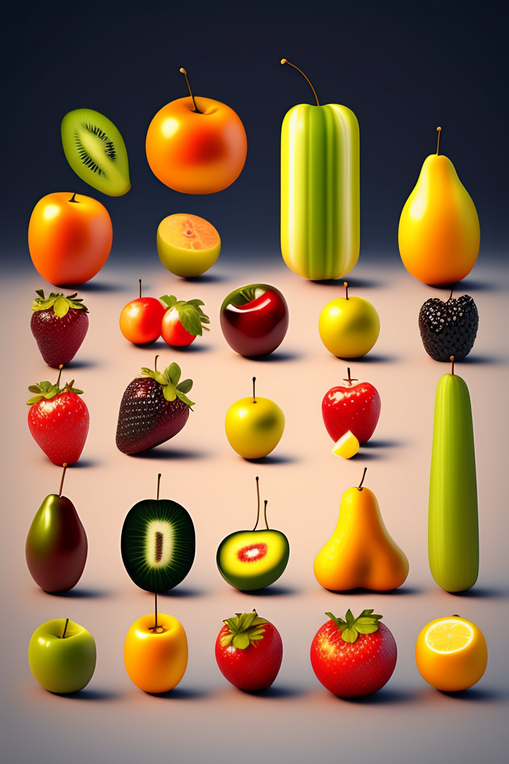 Lexica - Miniature fruits characters with arms and legs