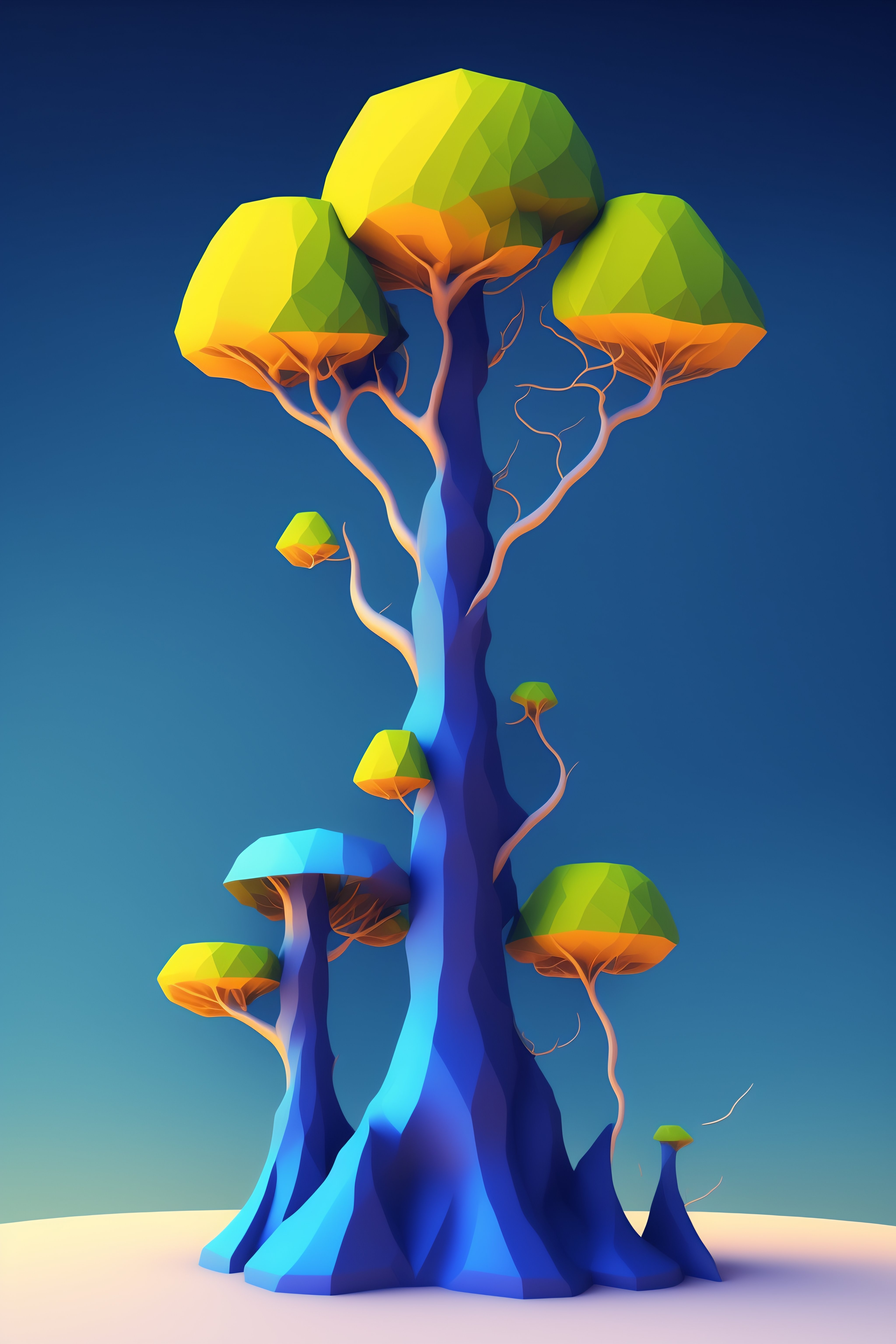 Lexica - Stylized 3d model of an alien group of trees with weird ...