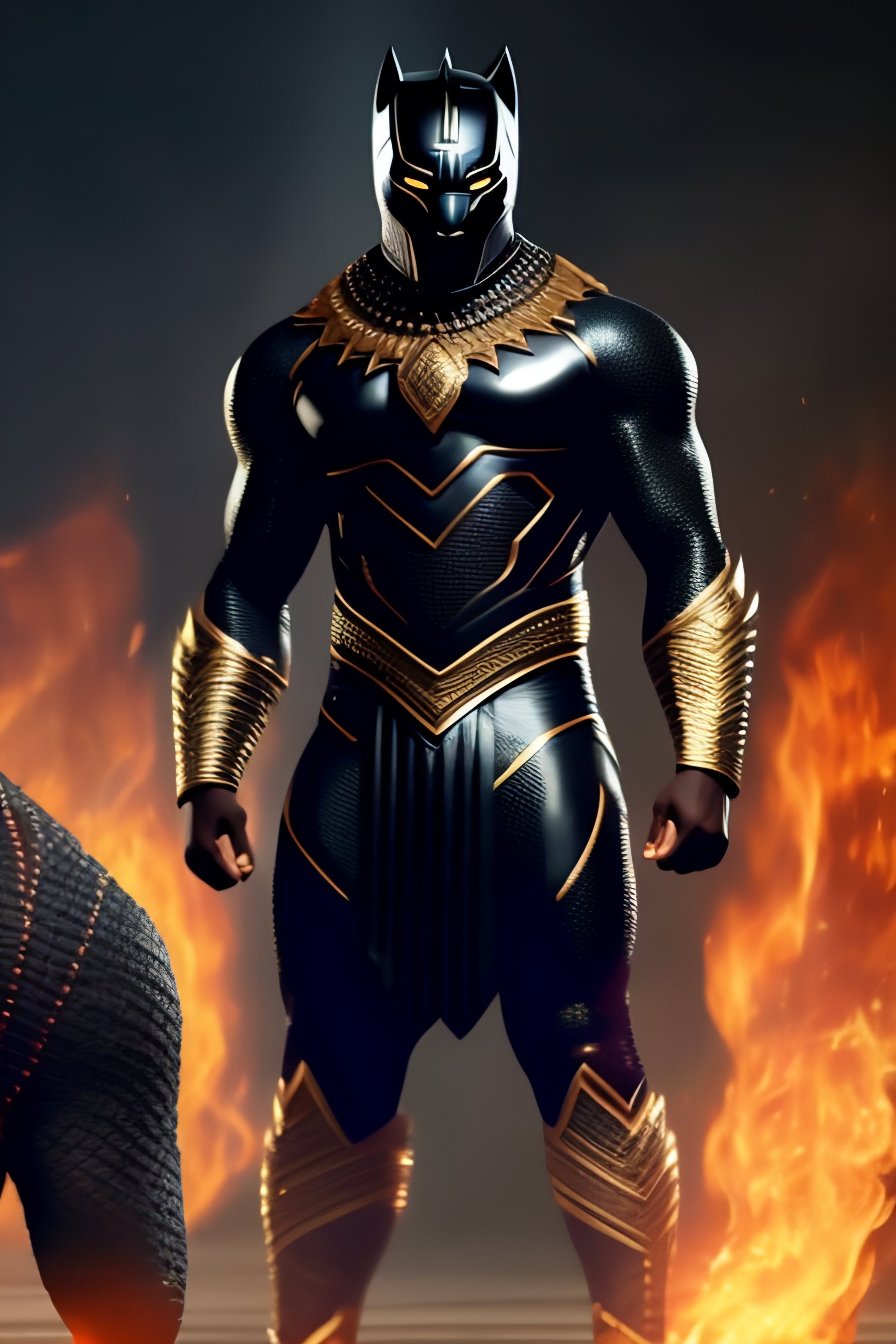 Lexica - Narendra modi as t'challa in black panther movie, full body