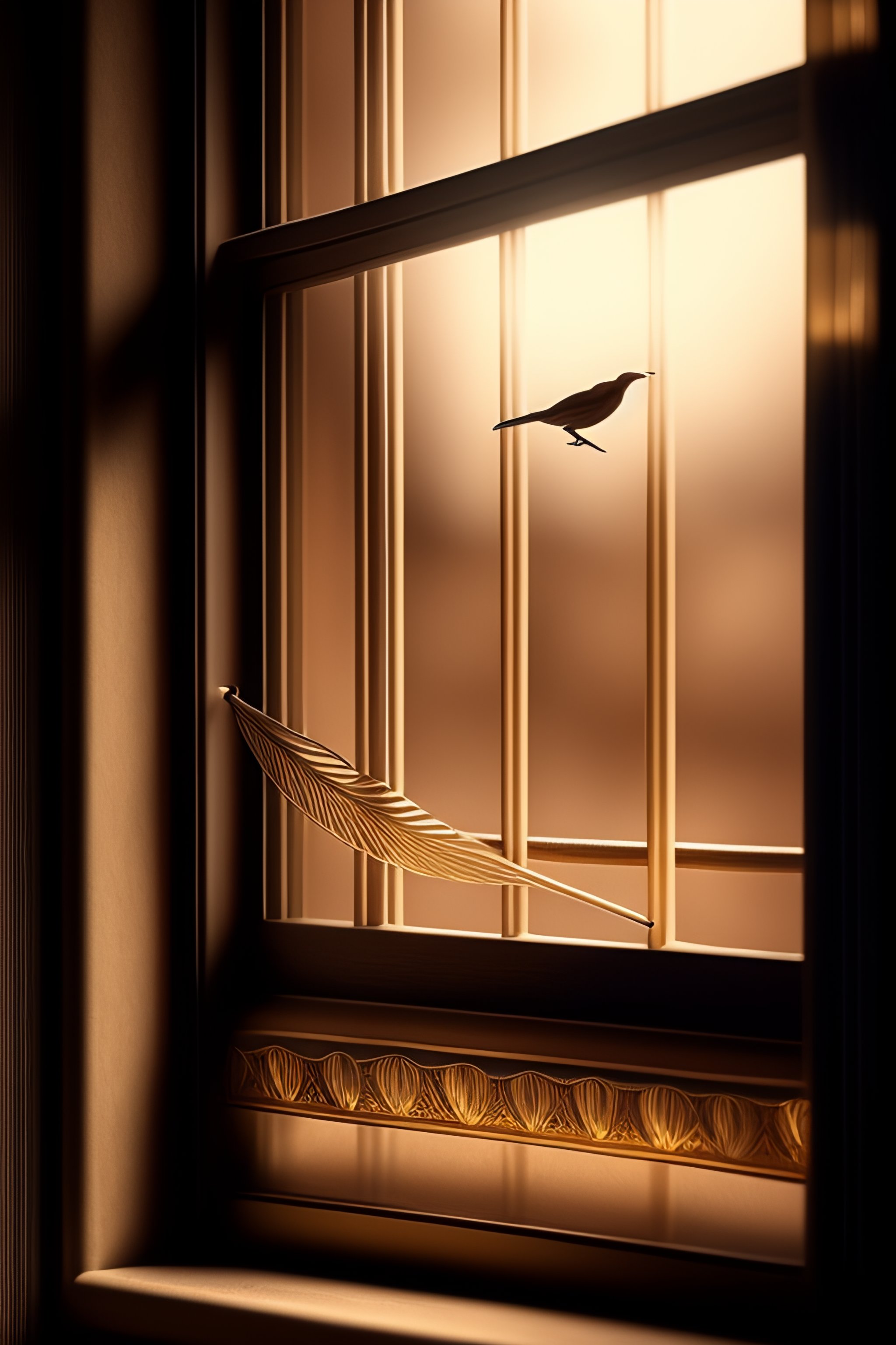 Lexica - A manuscript with a feather. Window art deco style. Small ...