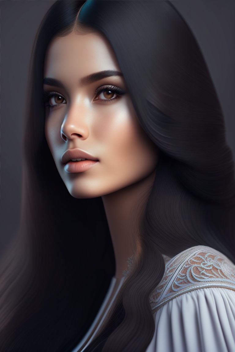 Lexica - Beautiful portrait of a ghost girl with long black hair, white ...