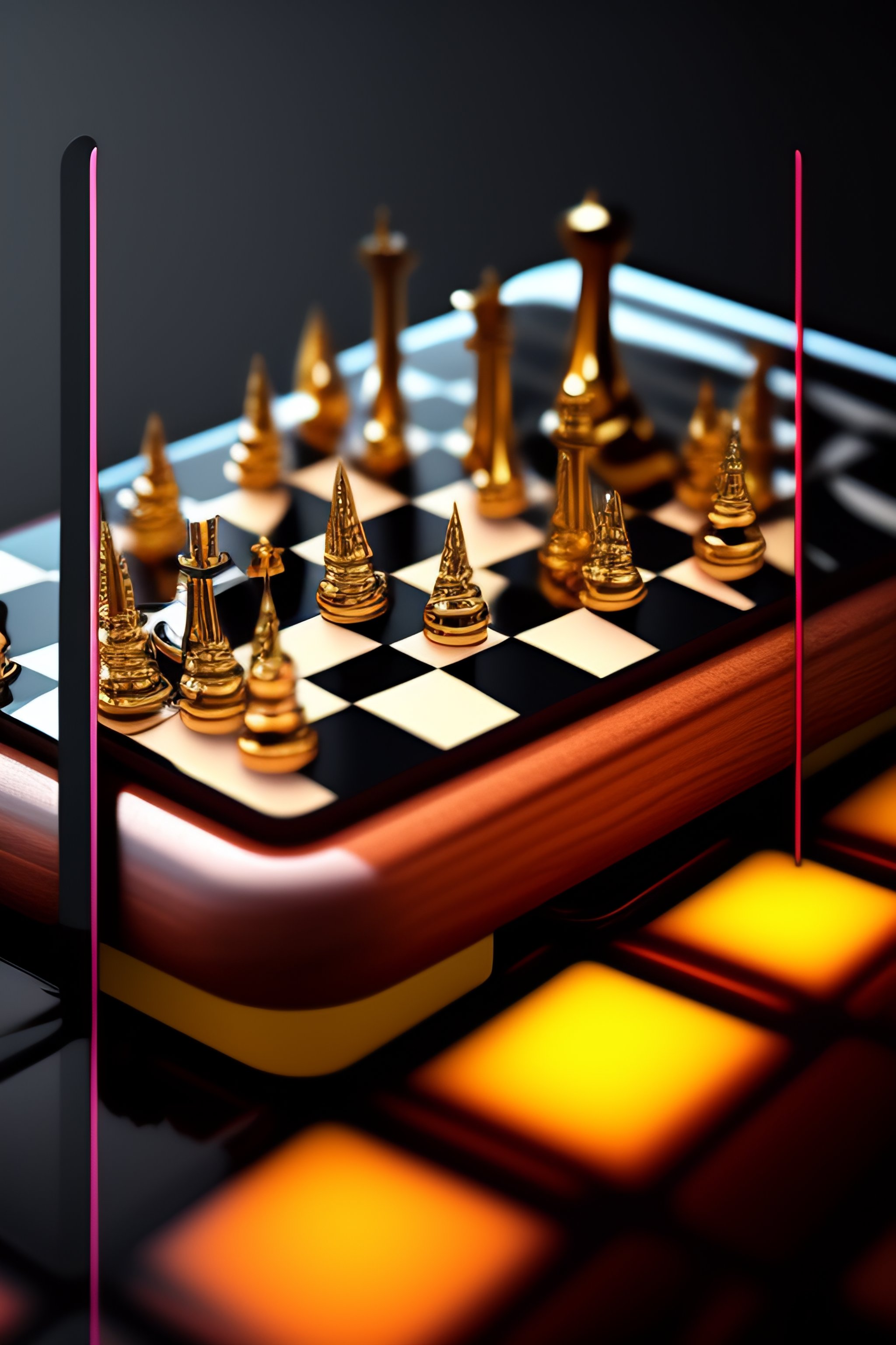 Lexica - Ah aesthetic digital chessboard where pieces are smartphones ...