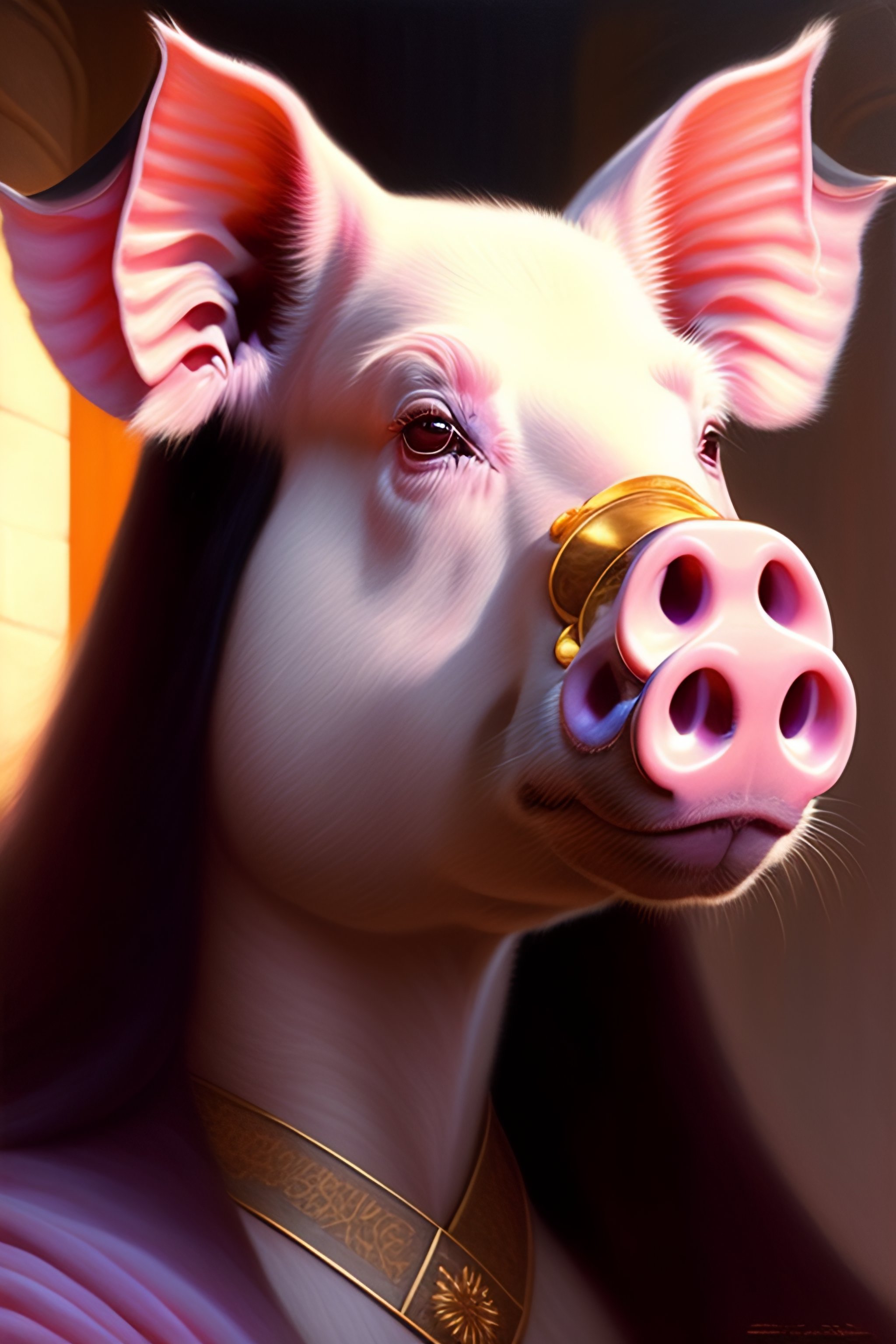 Lexica - Portrait of a princess pig, pig face, hanfu, hildebrandt ...