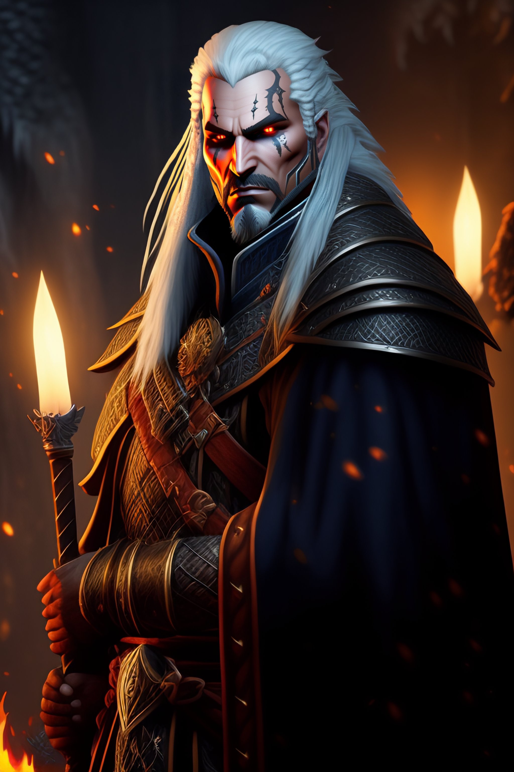 Lexica - Geralt of Rivia as the lich king, darkest dungeon style