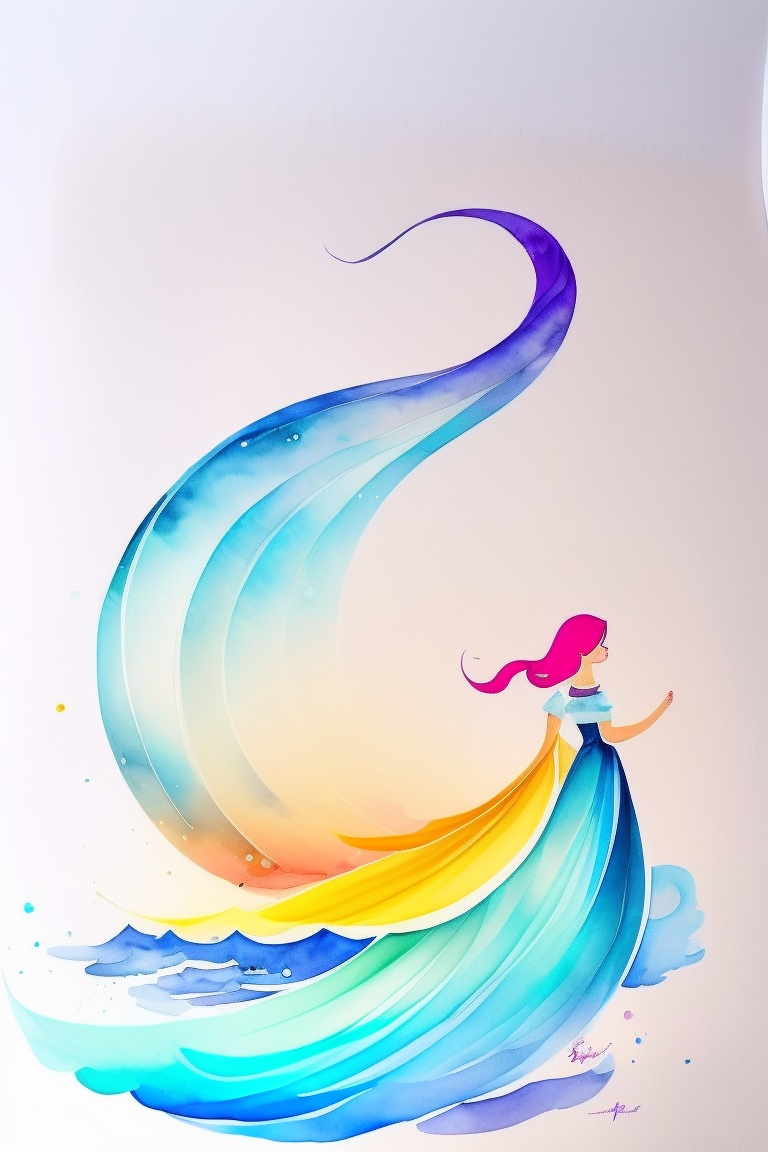 Lexica - Water color simple drawing, mermaid