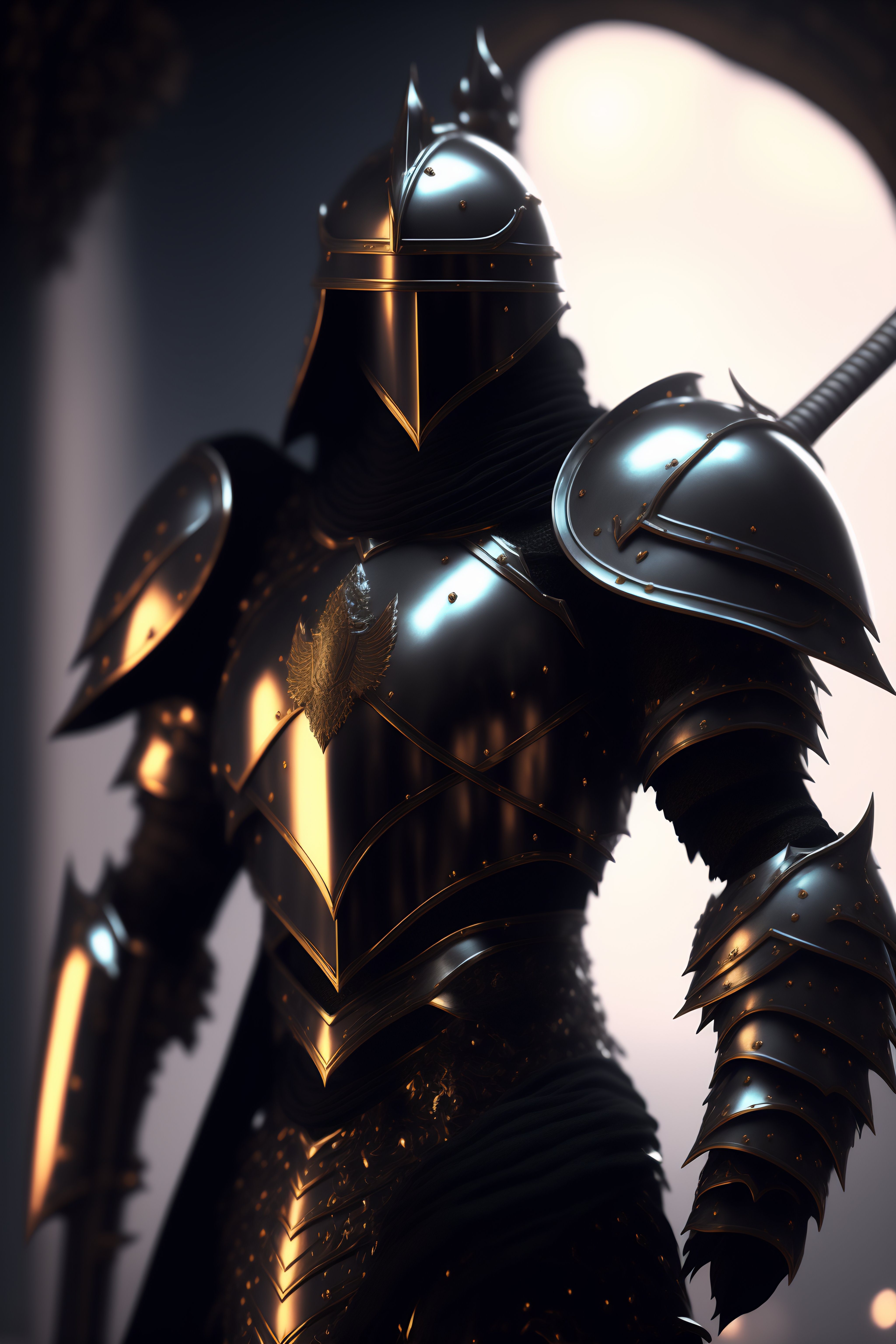 Lexica - A Knight in black crystal armor, Unreal Engine, , 4K, armor ...