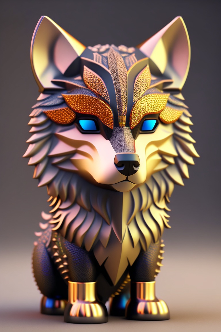 Lexica - 3d render of funko pop Wolf, intricate background, sharp focus