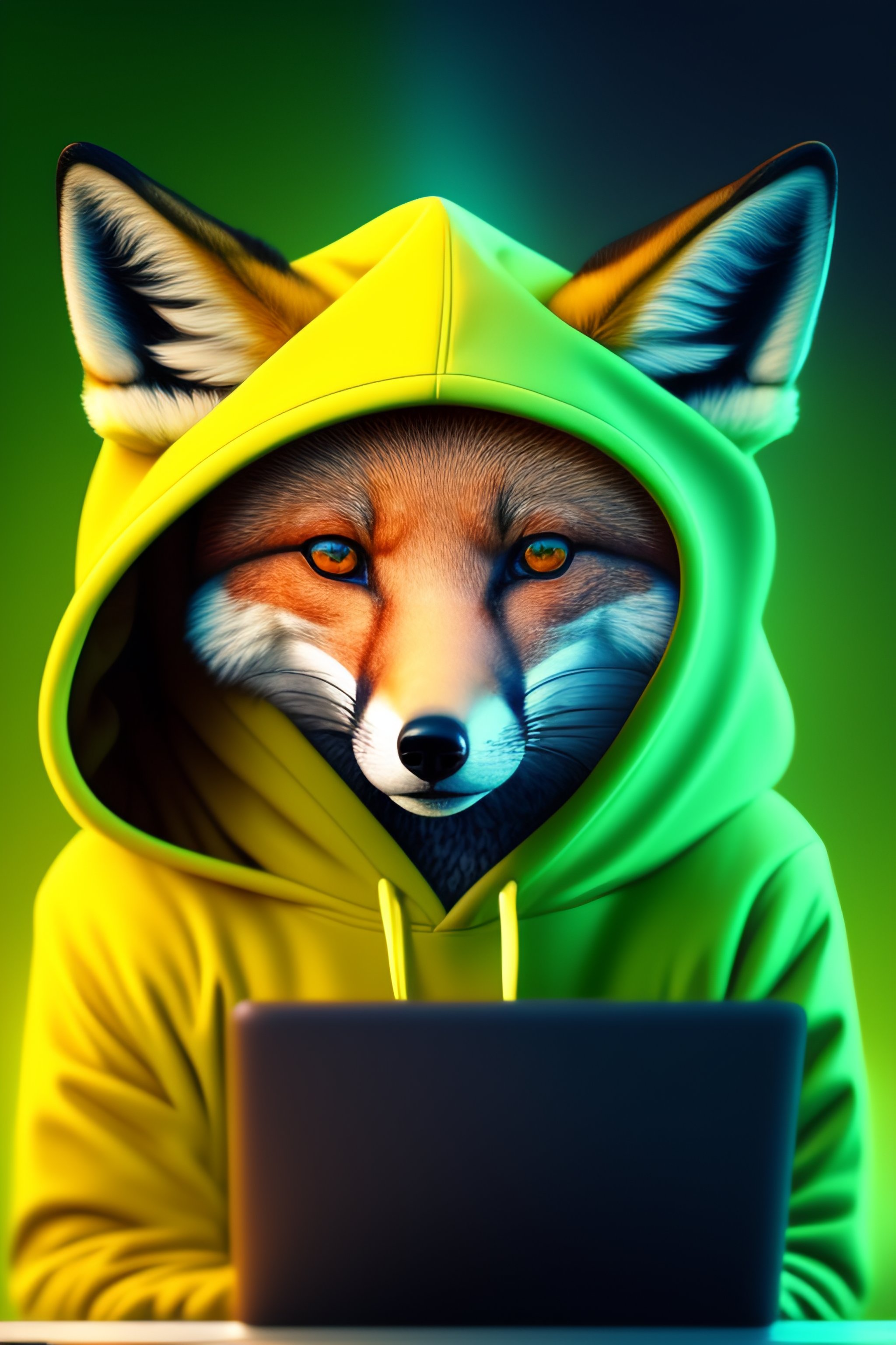 Lexica - Picture of an anthropomorphic fox in a hoodie, at a computer ...