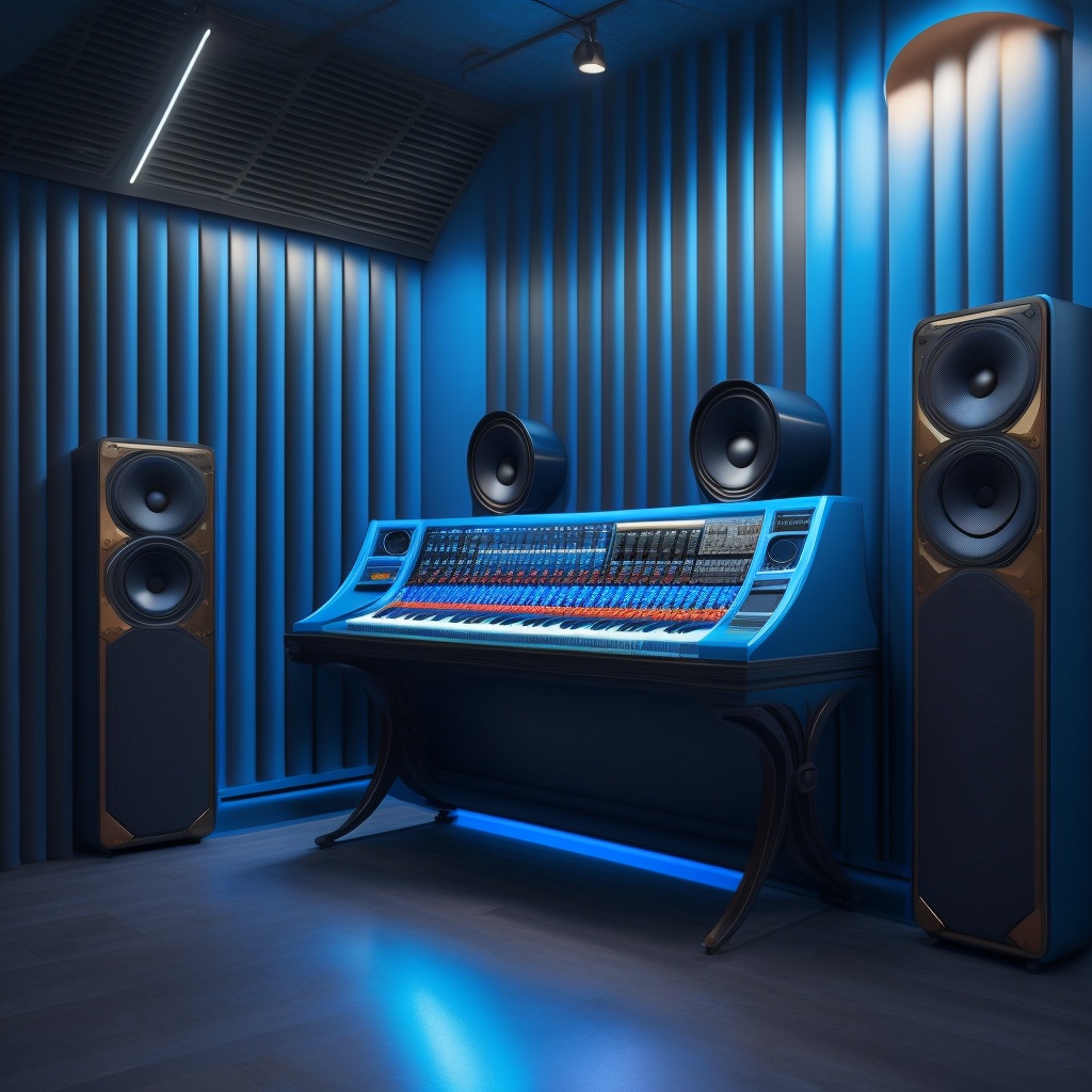 Lexica - A music studio , black and blue colors