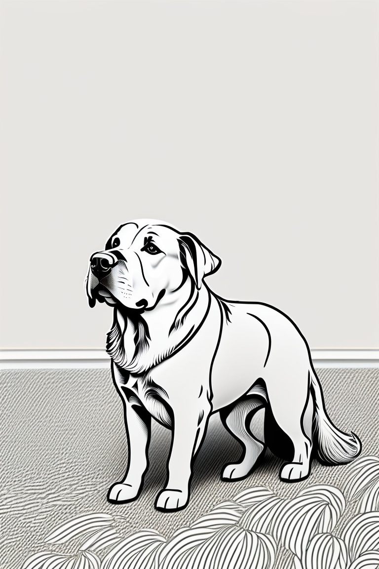 Lexica - Dog , coloring book, black and white, thick lines