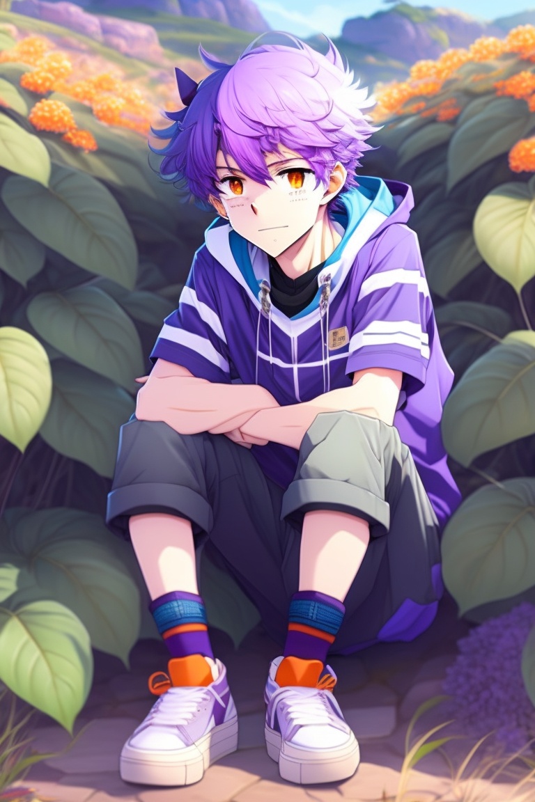 Lexica - Anime guy 16 years old, sitting near the crops and looking in ...