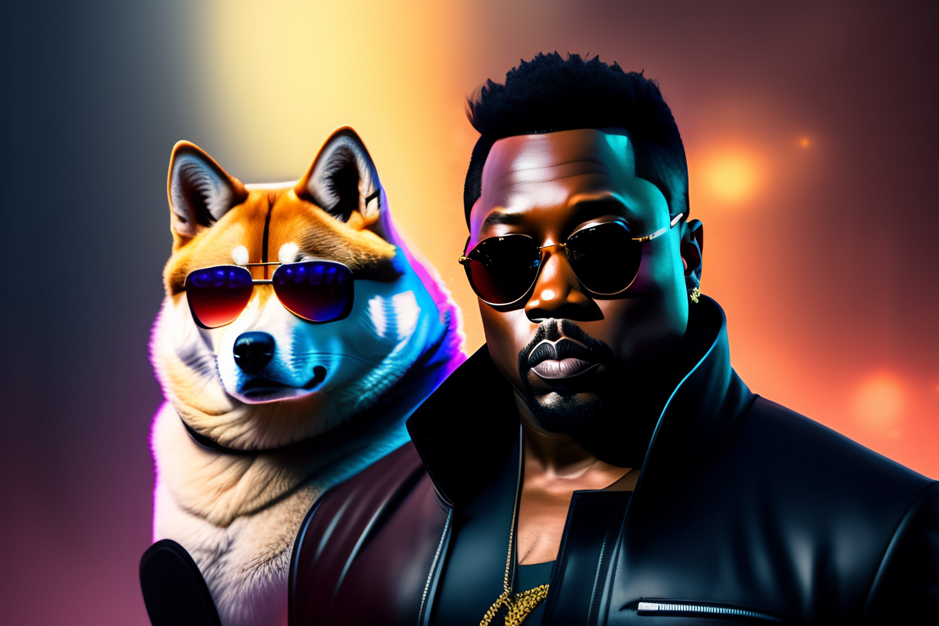 Lexica - Elon musk ,donald trump ,kayne west with sunglasses ,shiba inu ...