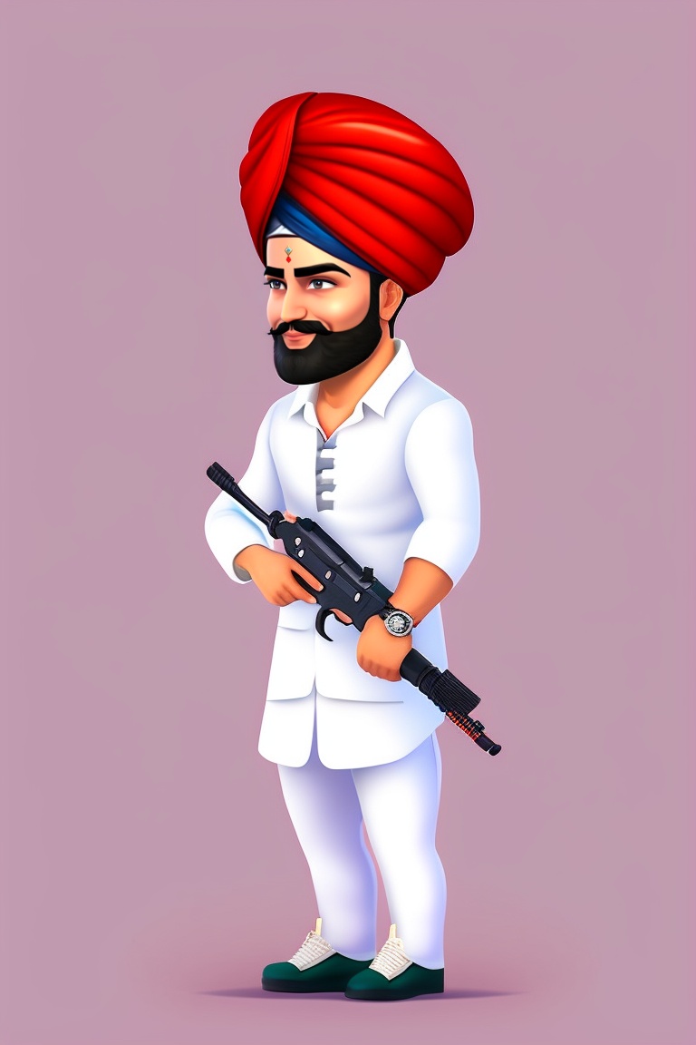 Lexica - Design an AI avatar of a Punjabi boy age 35 wearing red turban ...