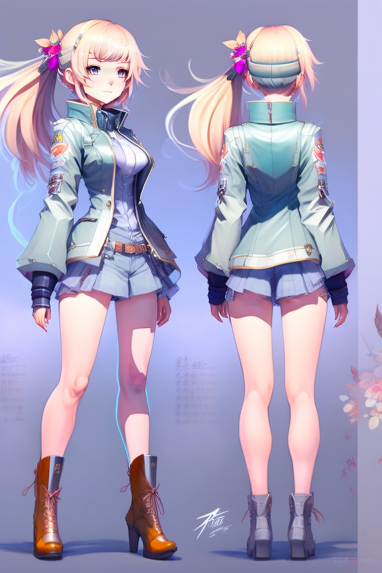 Lexica - Panoramic, Alone anime girl with a whole body pose and cute ...