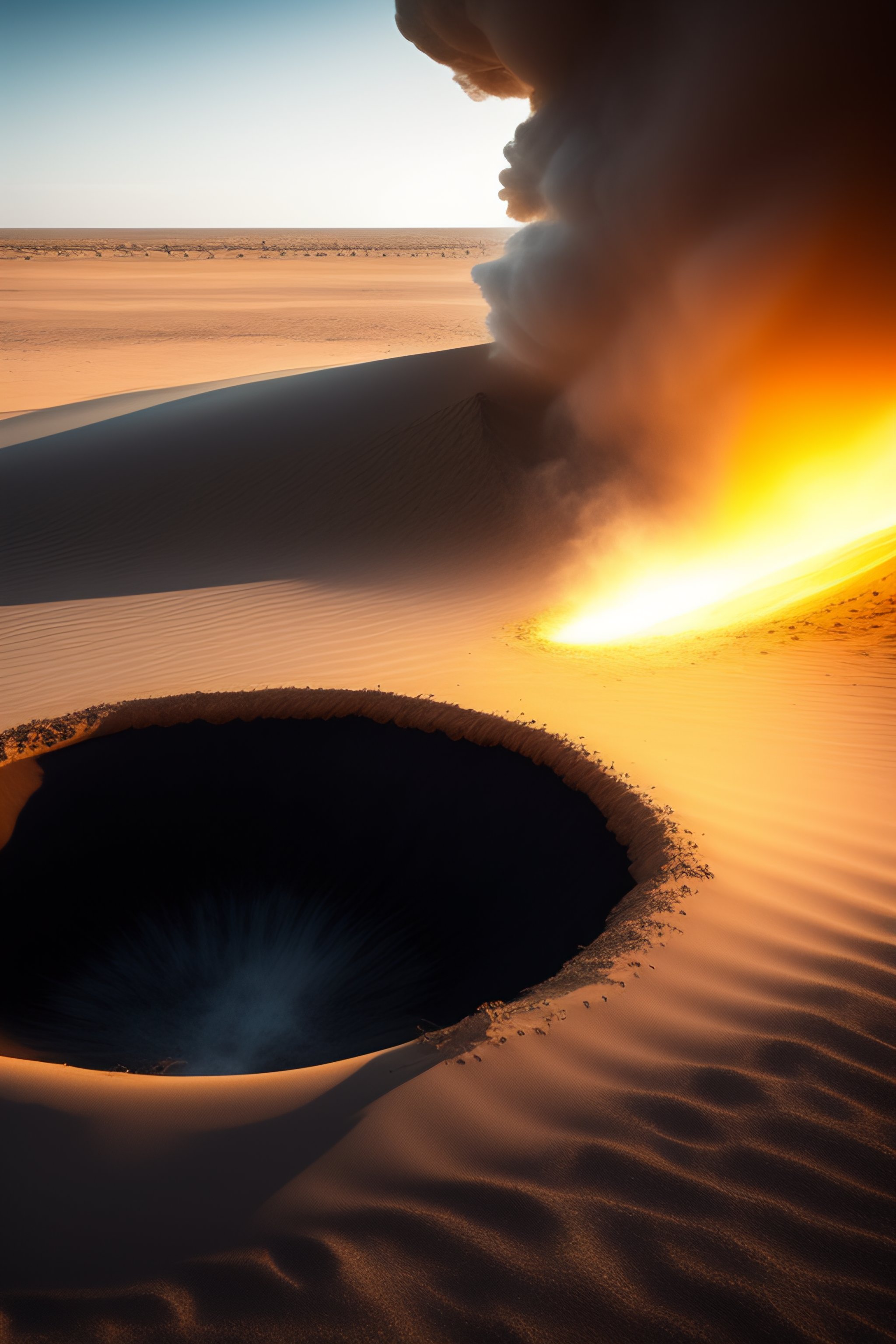 Lexica - Meteor crash on impact with flying sand, ultra realistic, high ...