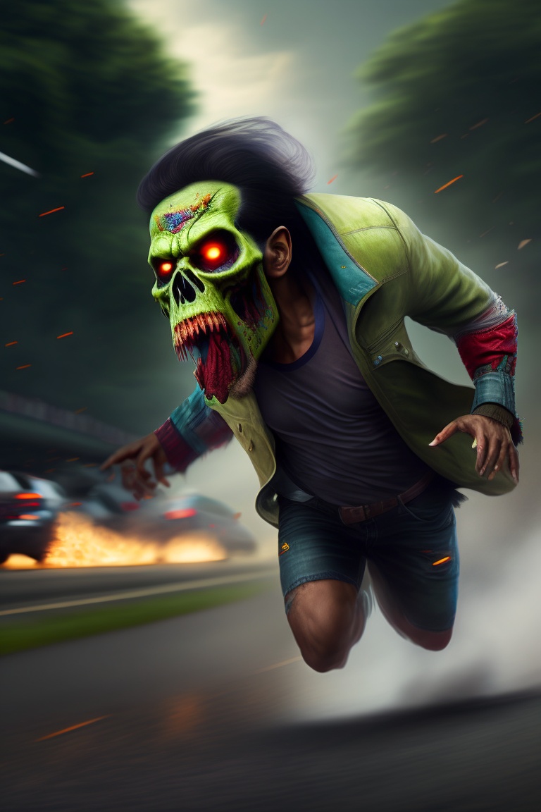 Lexica - A zombie fleeing at full speed in a Latin American country ...