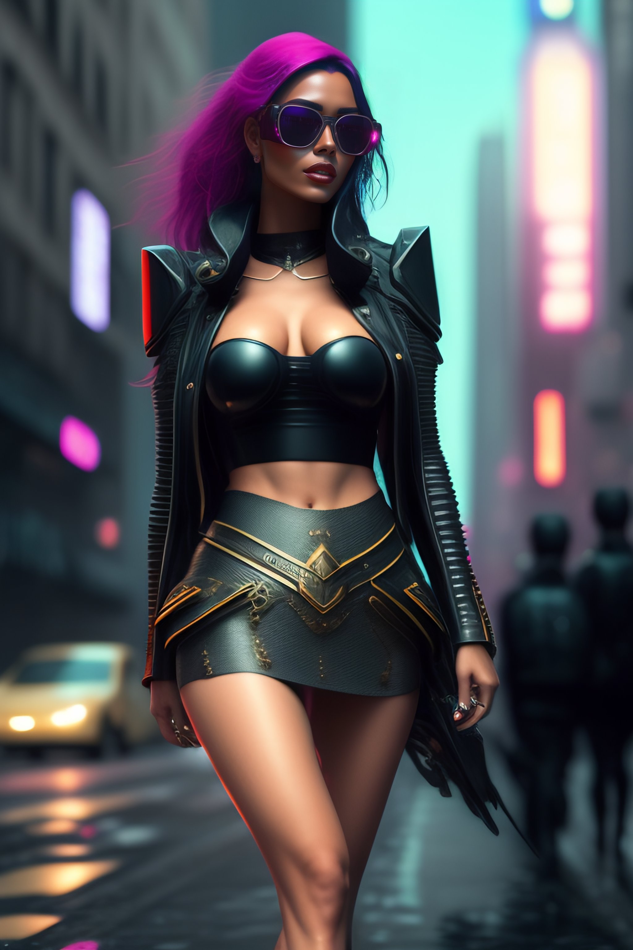 Lexica - Cyberpunk woman in short skirt