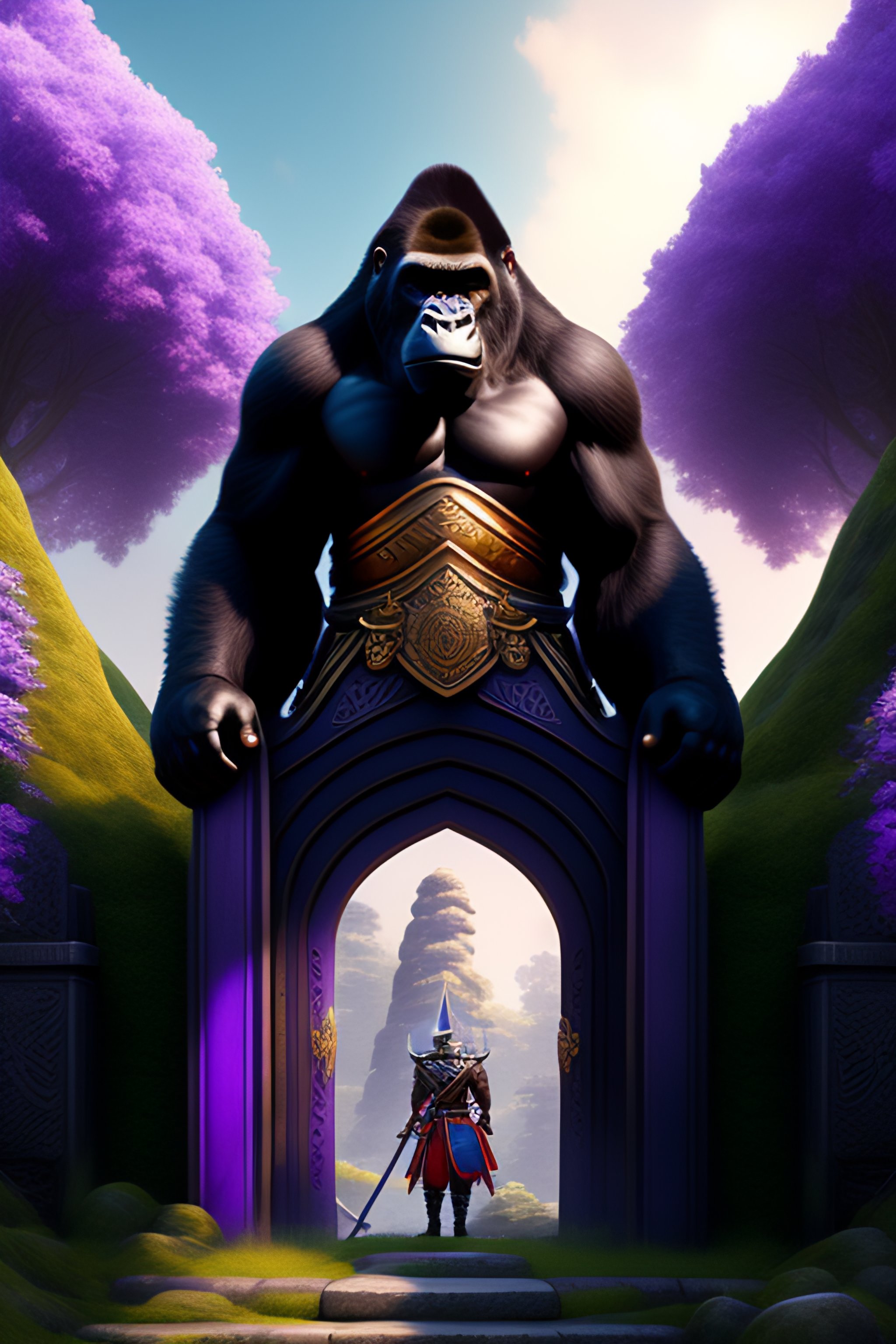 Lexica - A highly detailed matte painting of a Gorilla Samurai in full ...