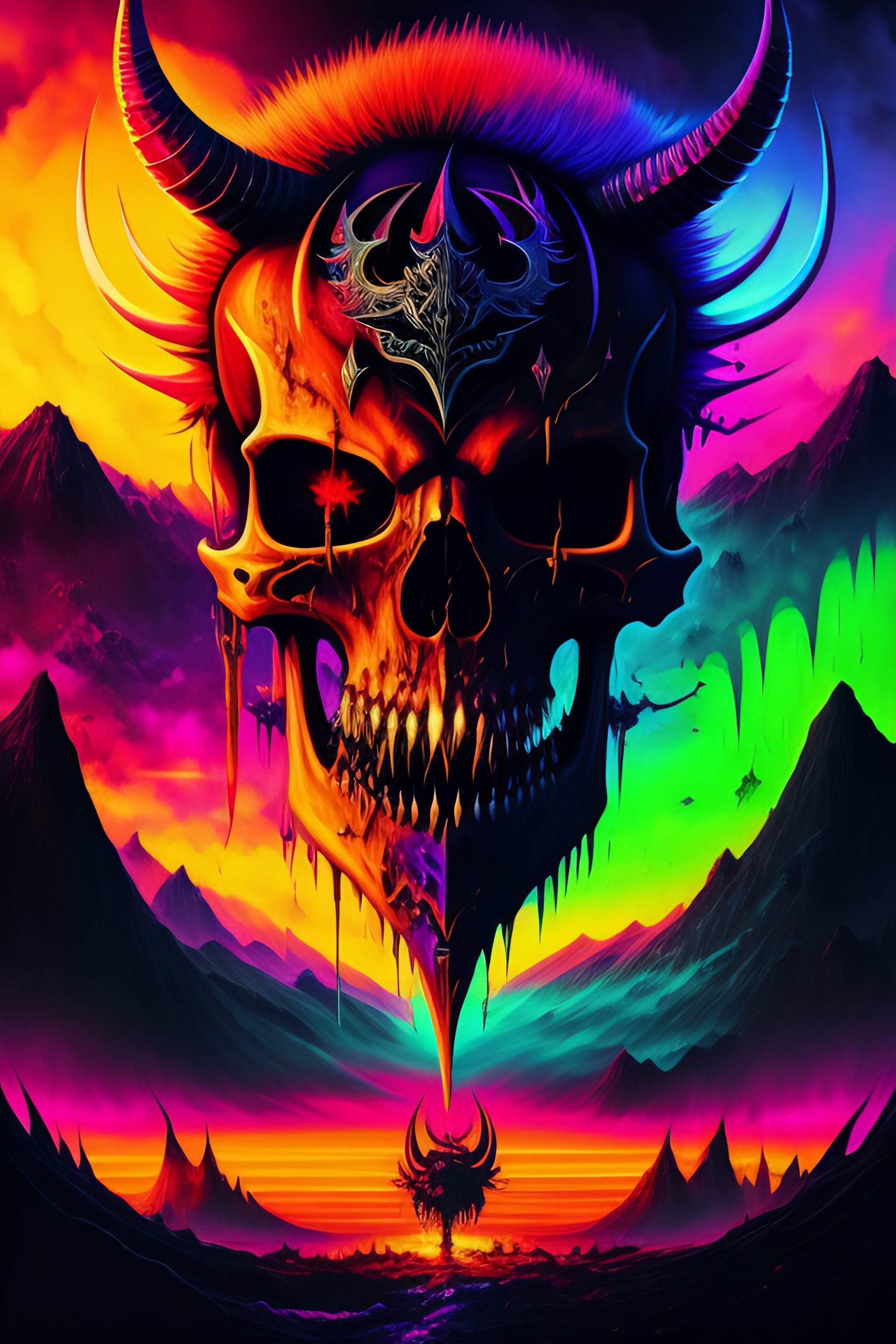 Lexica - Demon skull of a punk with a mohawk, with huge sharp fangs and ...