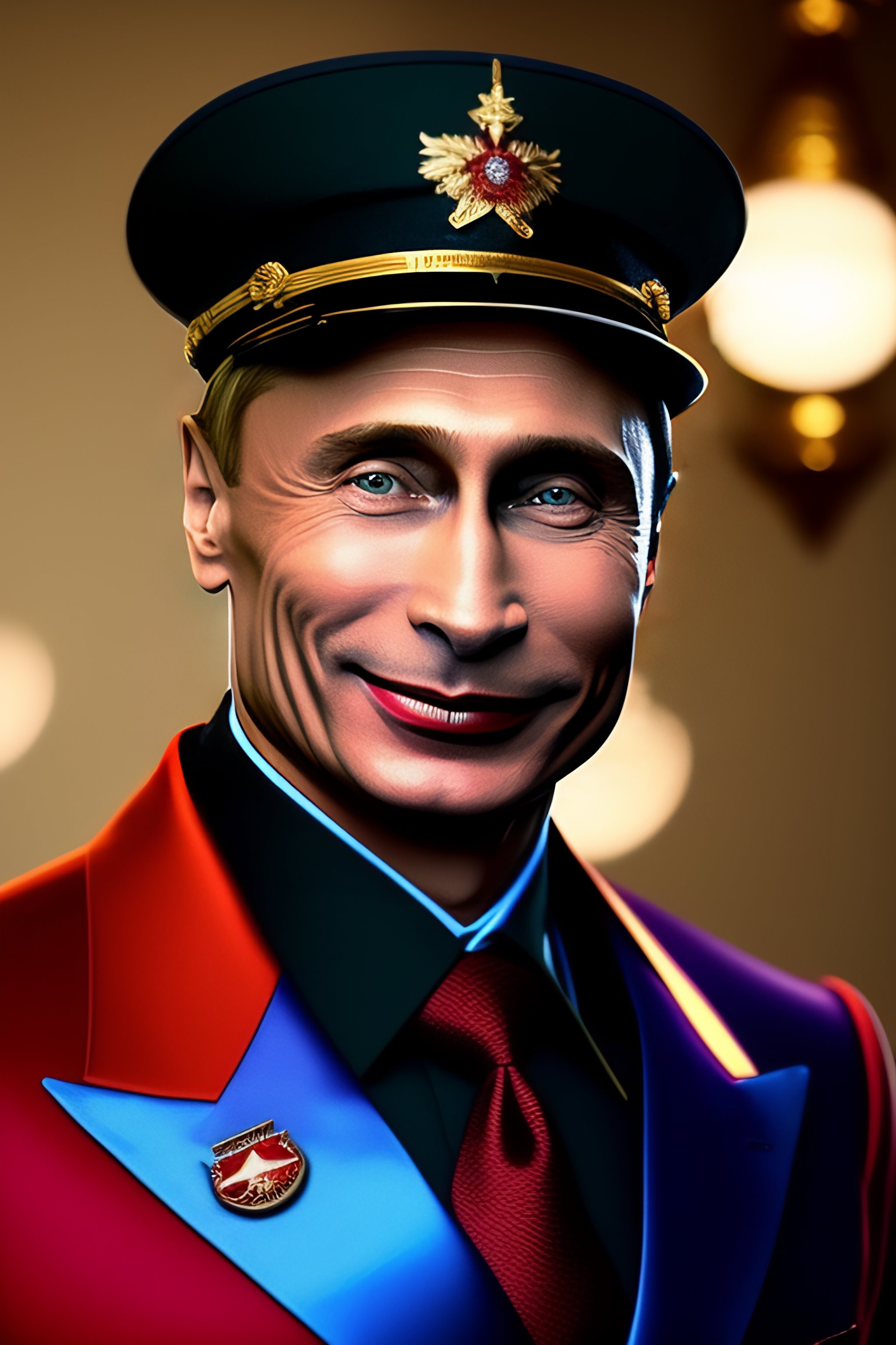 Lexica - Vladimir Putin smiles as the Joker
