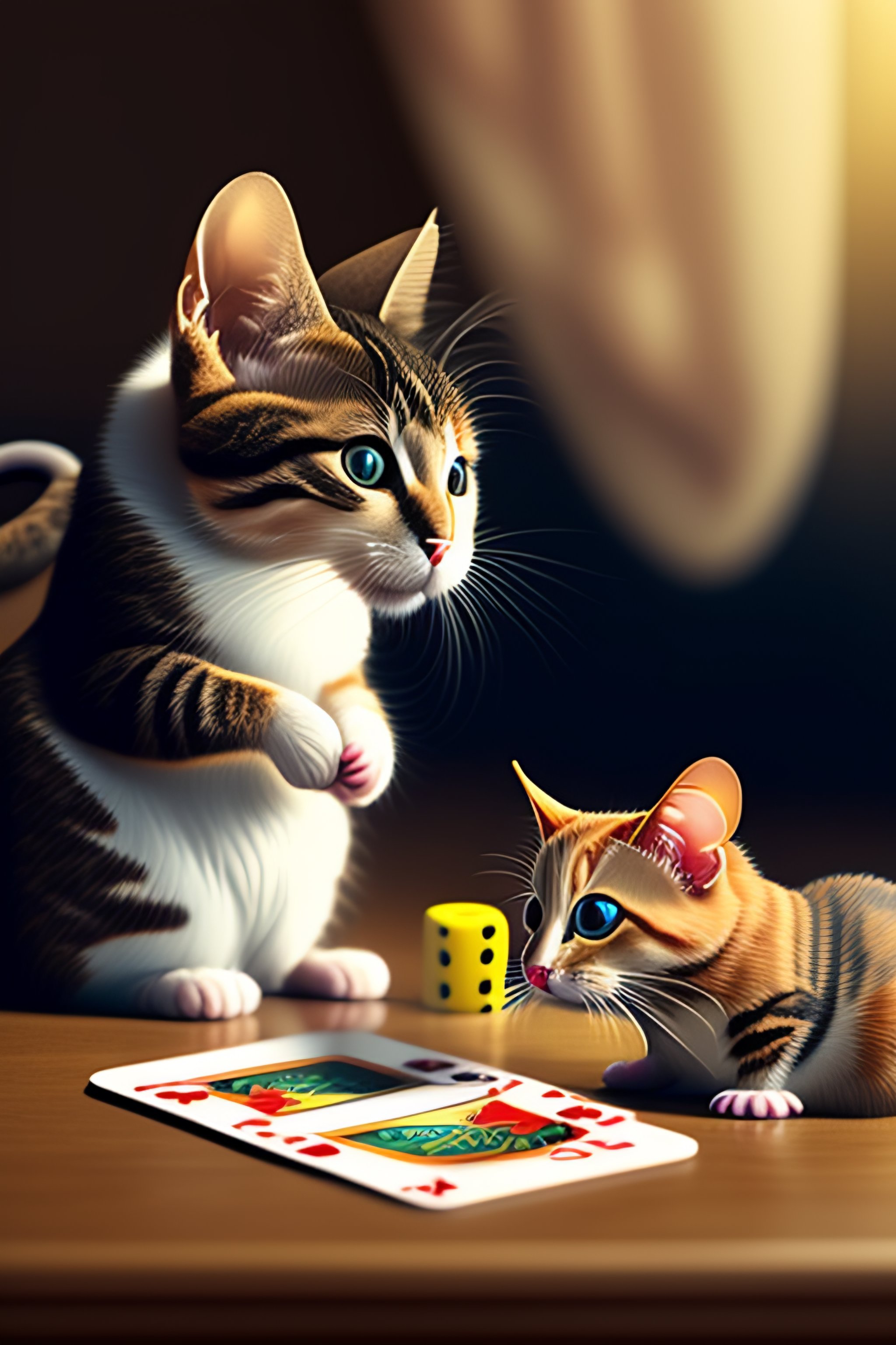 Lexica - Mice playing cards with a cat