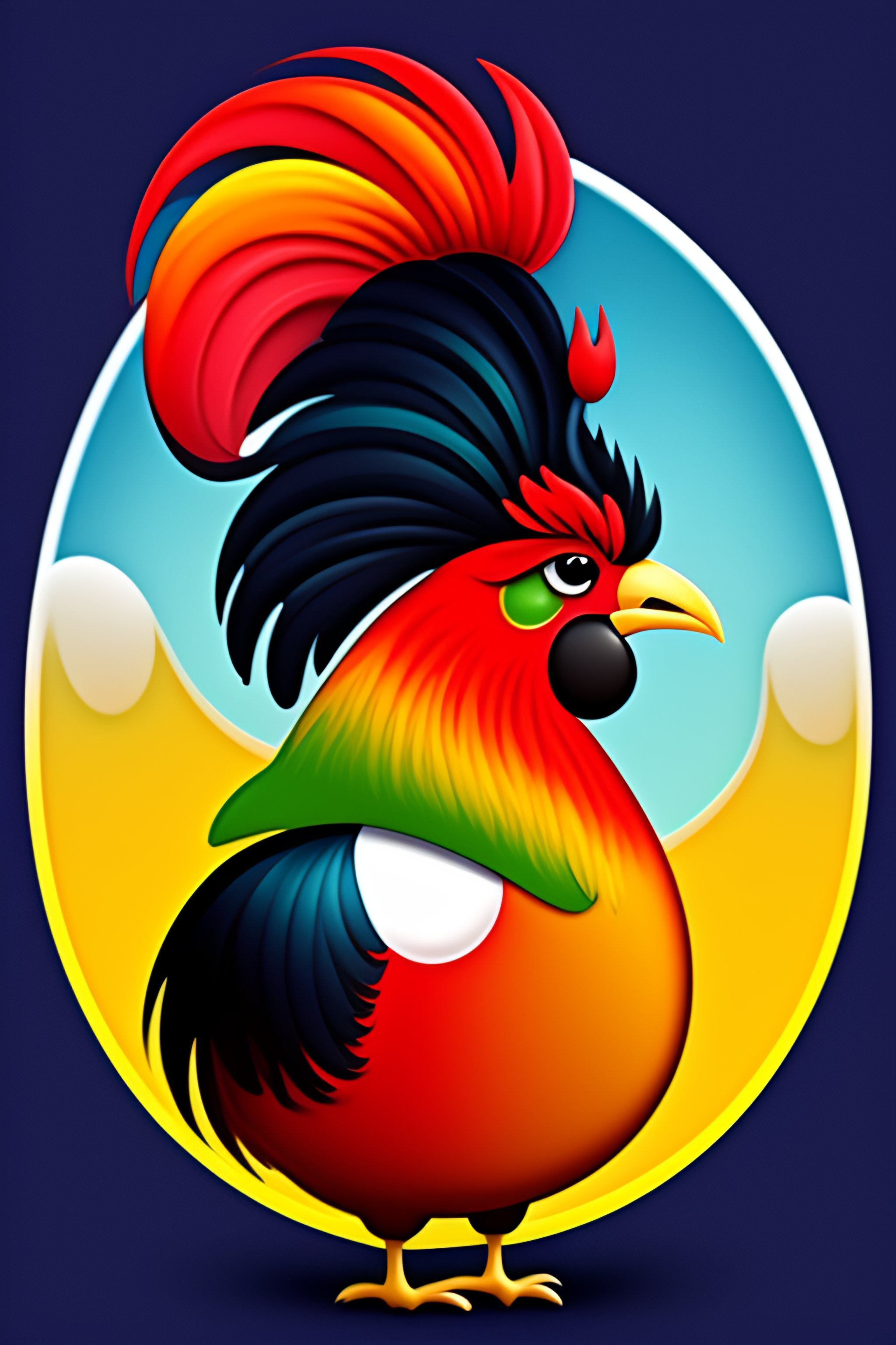 Lexica - A cartoon rooster as a podcast host