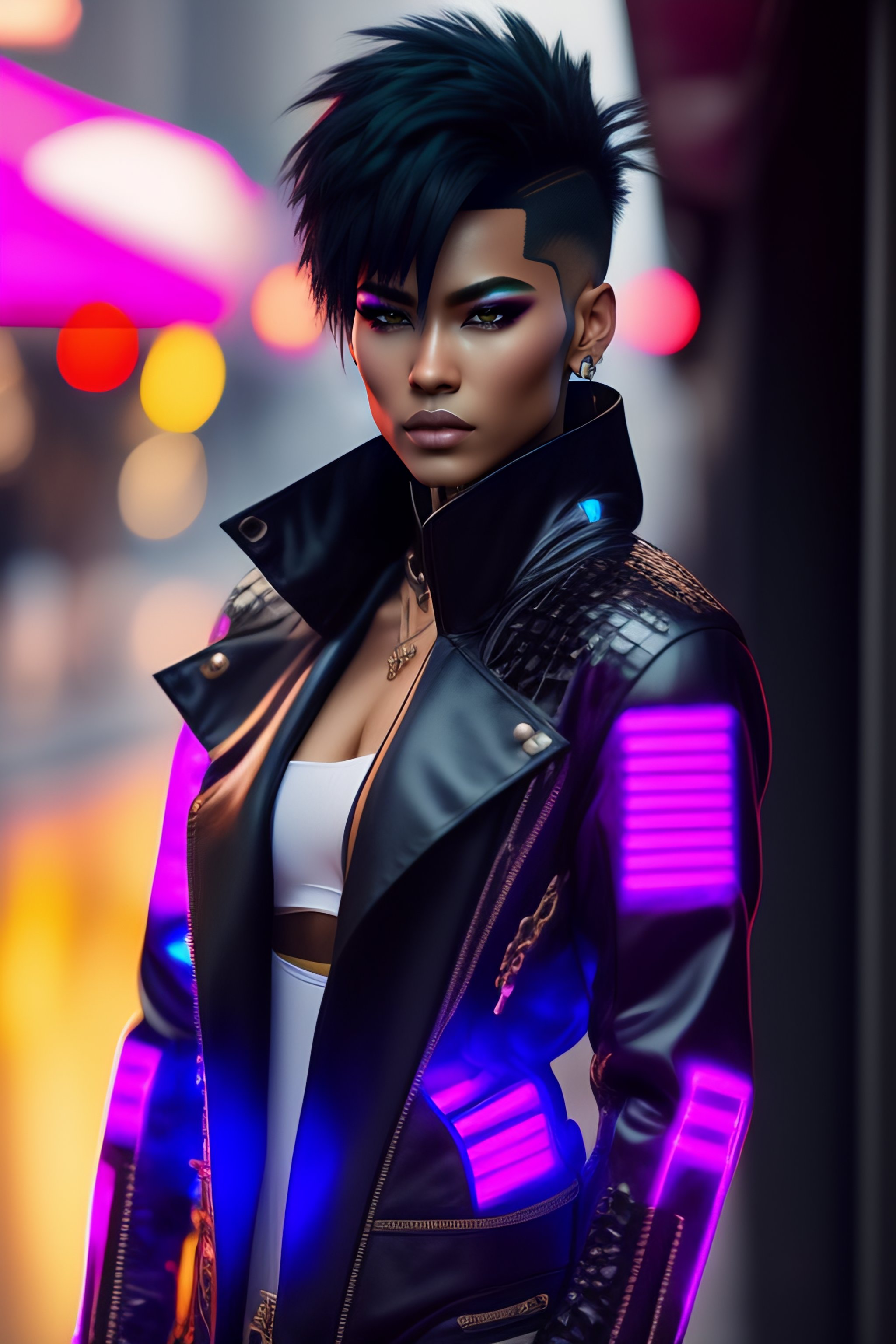 Lexica - Full body shot of male gender-fluid cyber punk from the ...