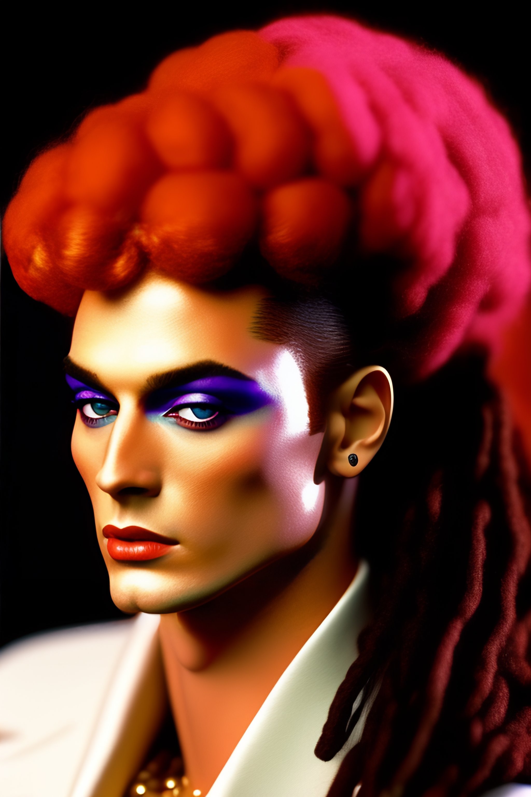 Lexica - 80s Boy George as a Ken doll, dreadlocks, delicate makeup ...