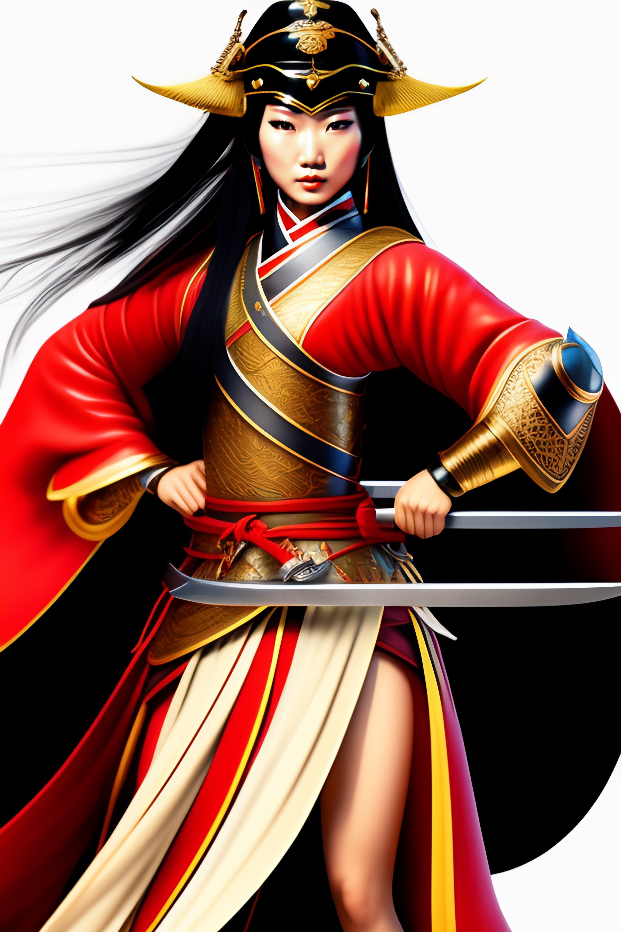 Lexica - Japanese warrior princess with naginata cartoon manga