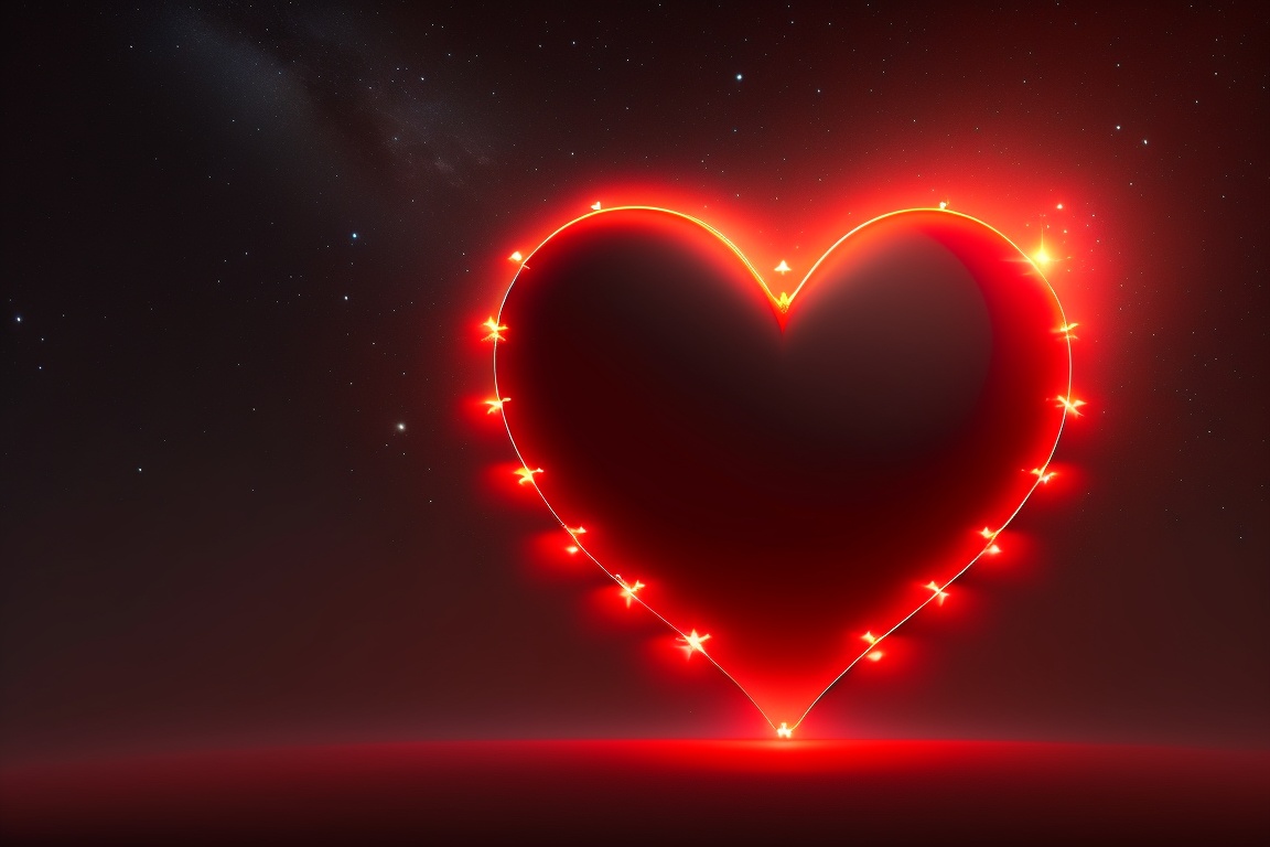 Lexica - One big heart, many small red hearts around, stars in back ...