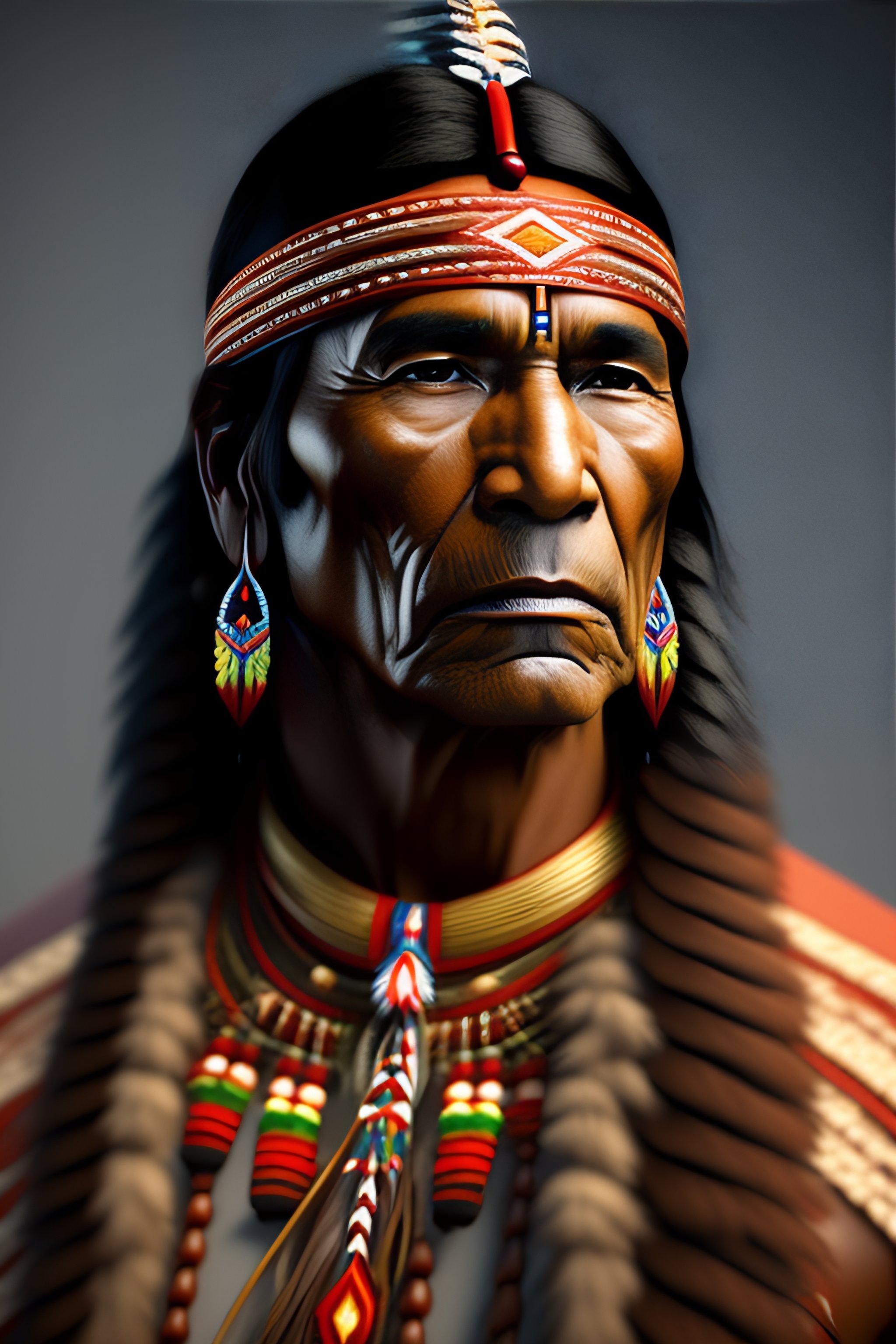 Lexica - Native american chieftain man portrait in 3d digital art ...
