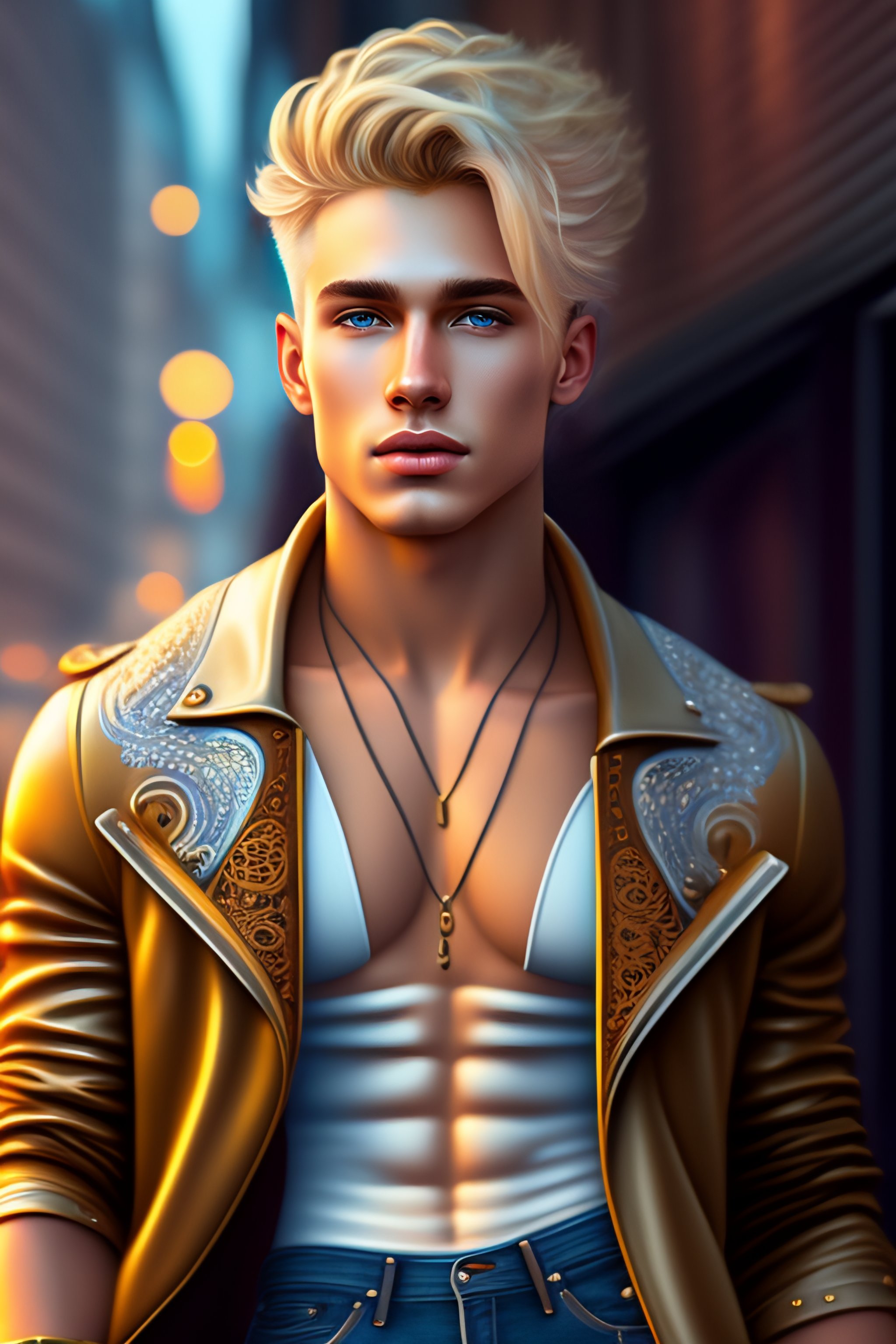 Lexica - Modern gay young man with ash blond hair, open and undone ...