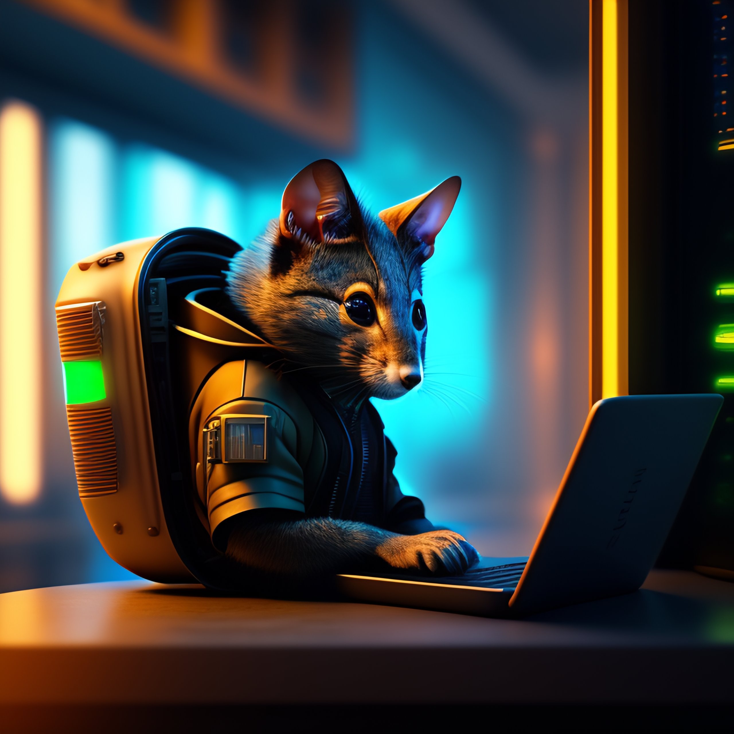 Lexica - 3d rendered jetpack cyberpunk hacker rat inside the matrix ...