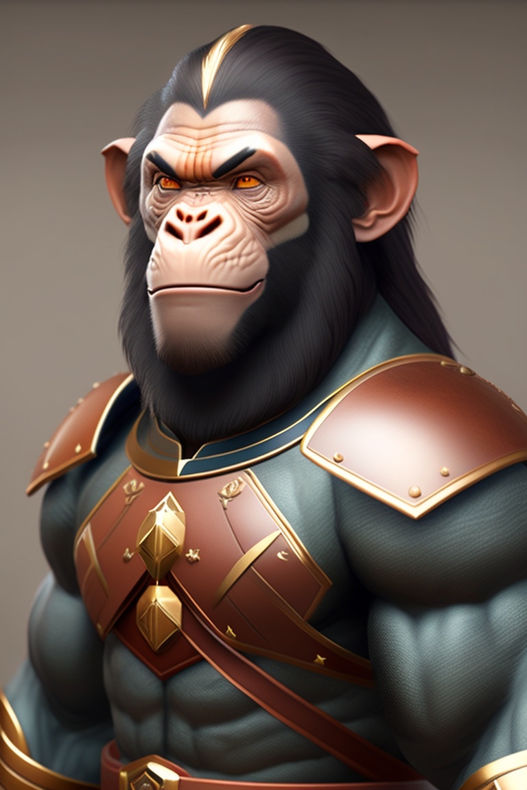 Lexica - Chimp, realistic, hero, samurai, fighter, avatar, martial arts