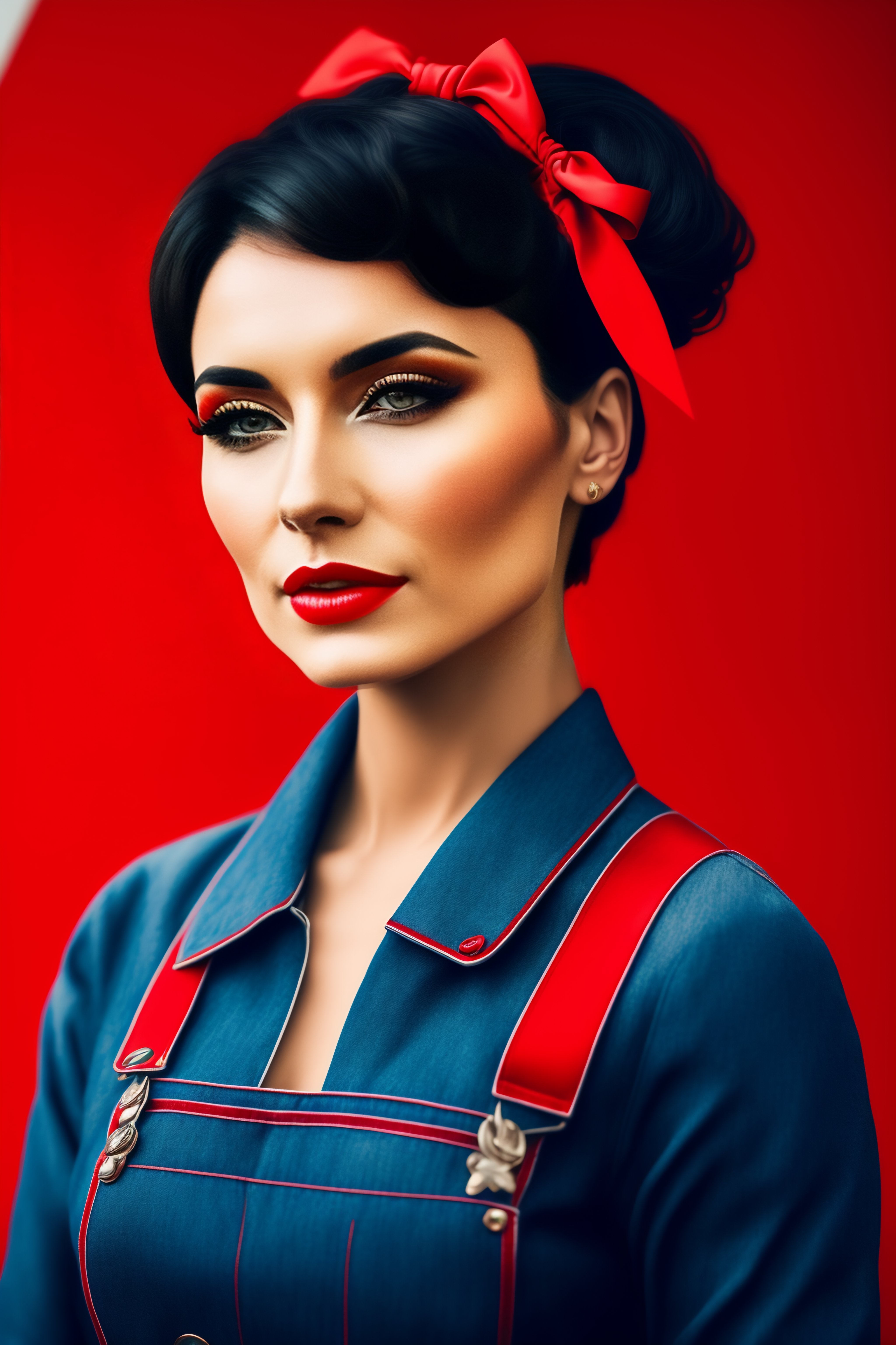 Lexica - A rusian woman with short hair with a red bow on her head ...