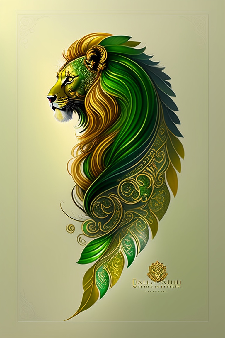 Lexica - Celtic Lion, many green and golden Celtic ornaments by side ...