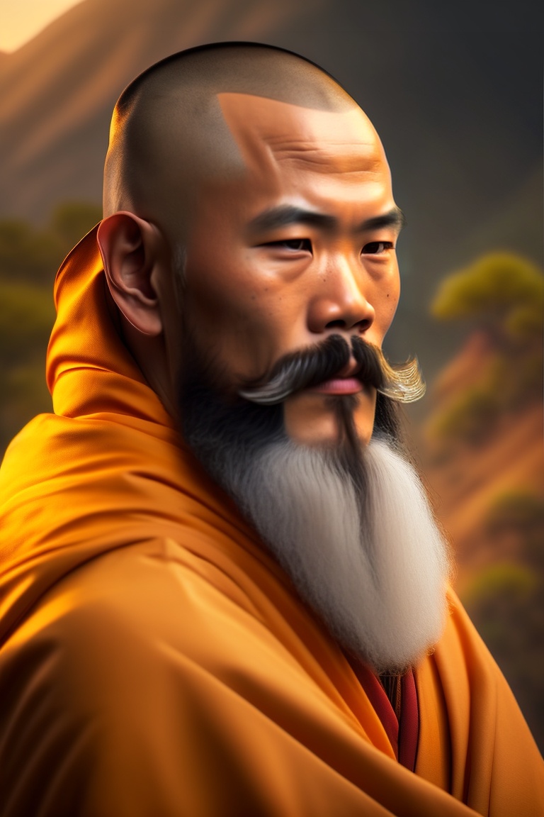 Lexica - Monk with a Vietnamese face, and facial air like moustache and ...