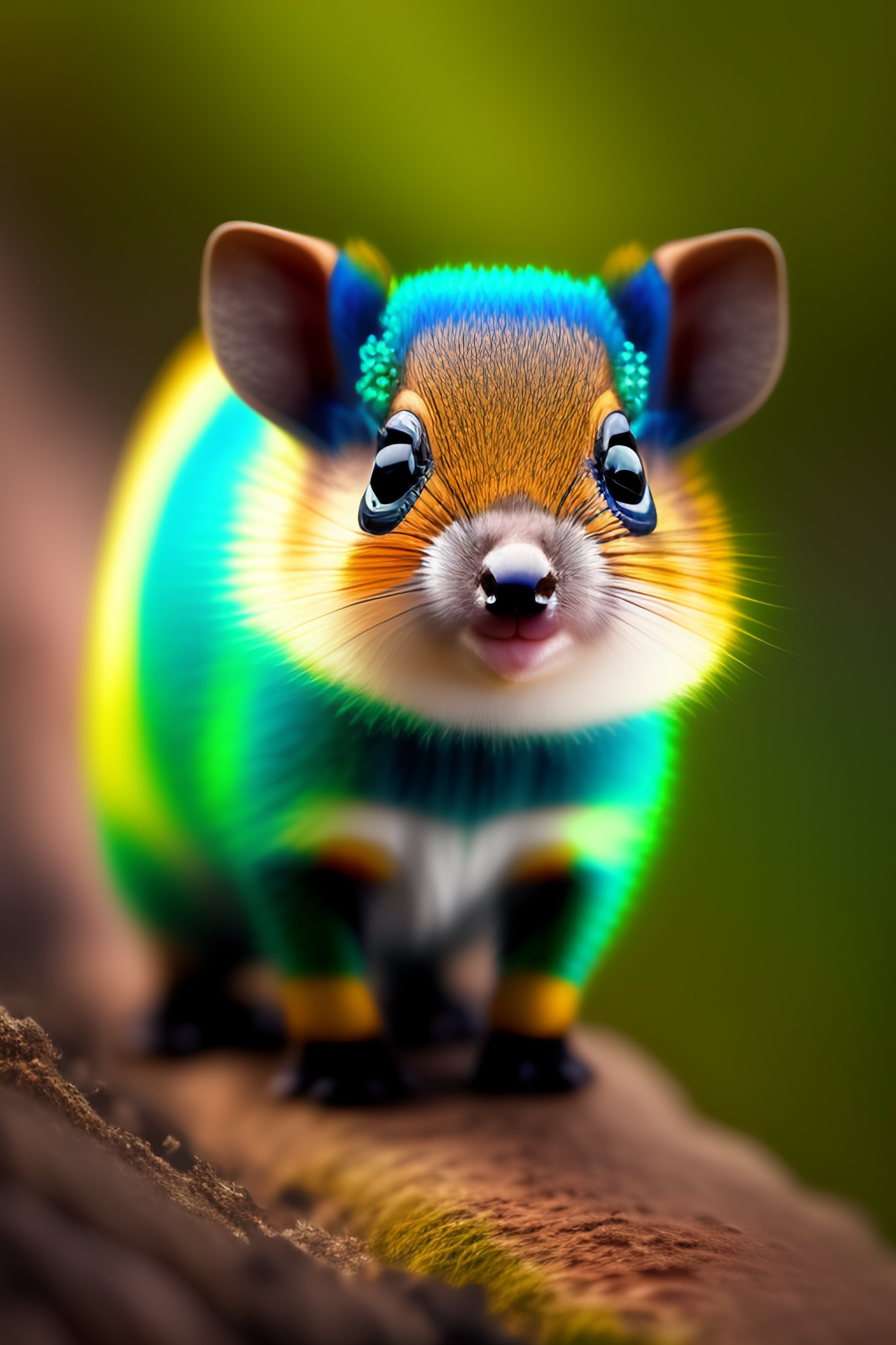 Lexica - Cute small animal with big closed mouth a smile side view blue ...