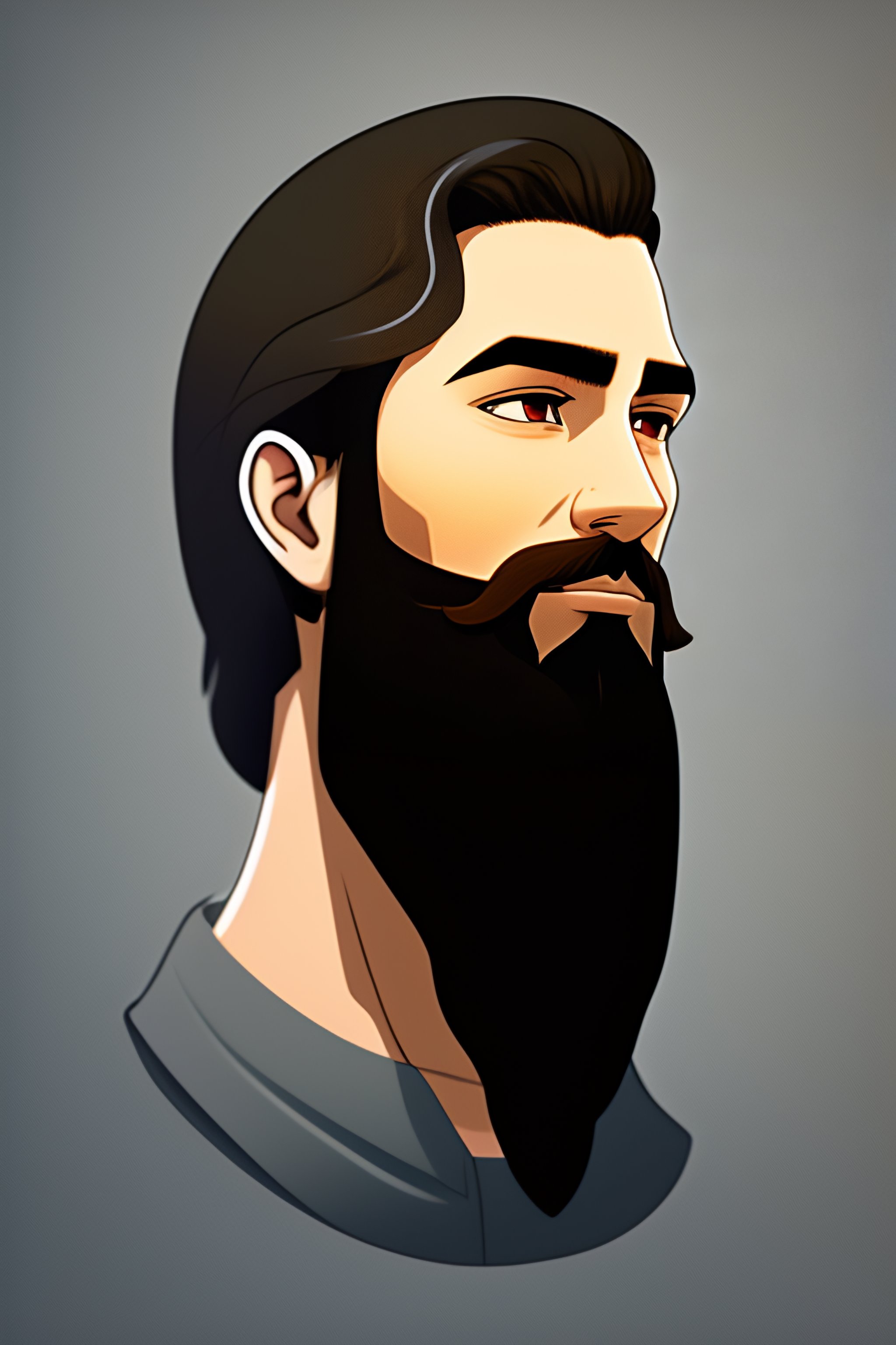 Lexica - Headshot of a man with long beard,cel shading, realistic ...