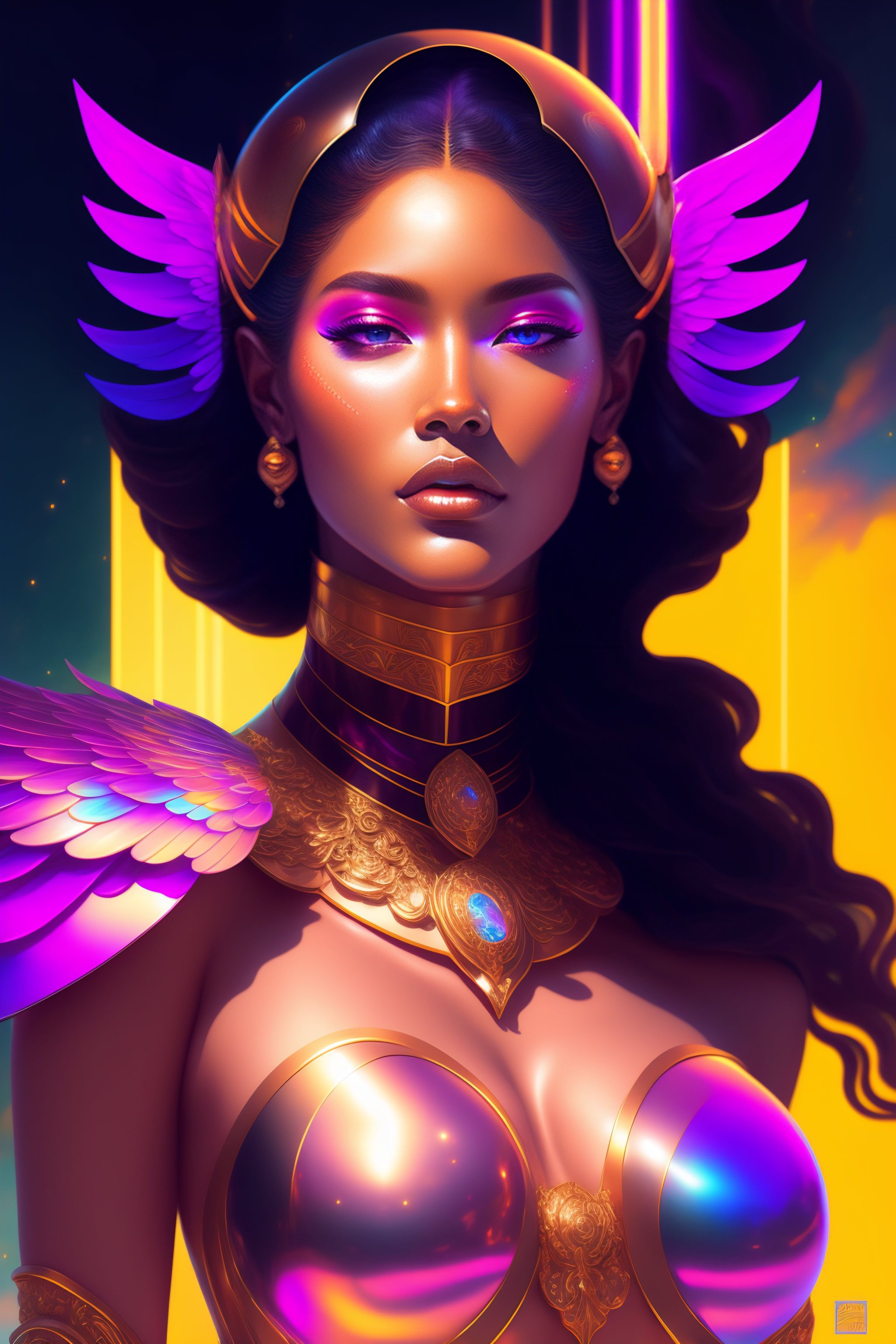 Lexica - A cybernetic goddess, vaporwave aesthetic, colorful, psychedelic, digital painting ...