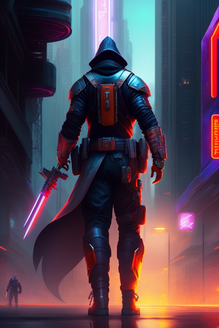 Lexica - Futuristic, cyberpunk, ninja assassin, katana, blood-stained ...