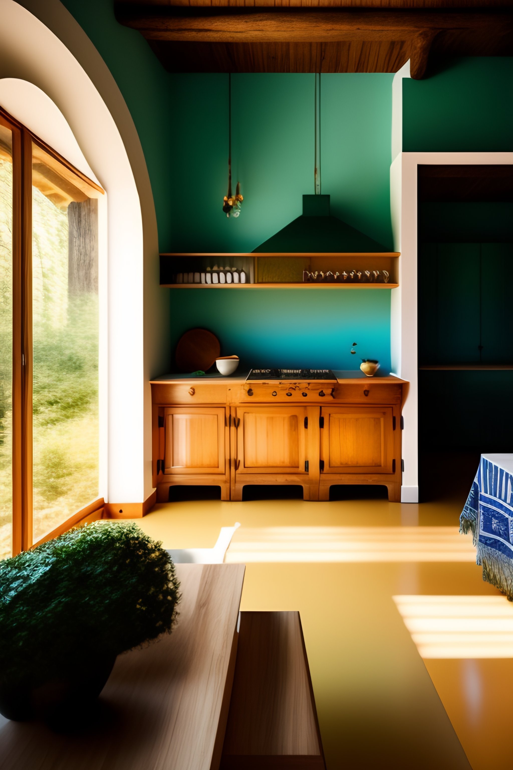 Lexica - A Kitchen in a summer home designed by Pablo Picasso