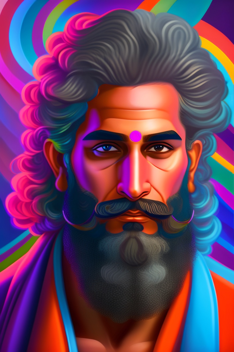 Lexica - Portrait of an ancient Hindu brahmin monk with curly long hair ...