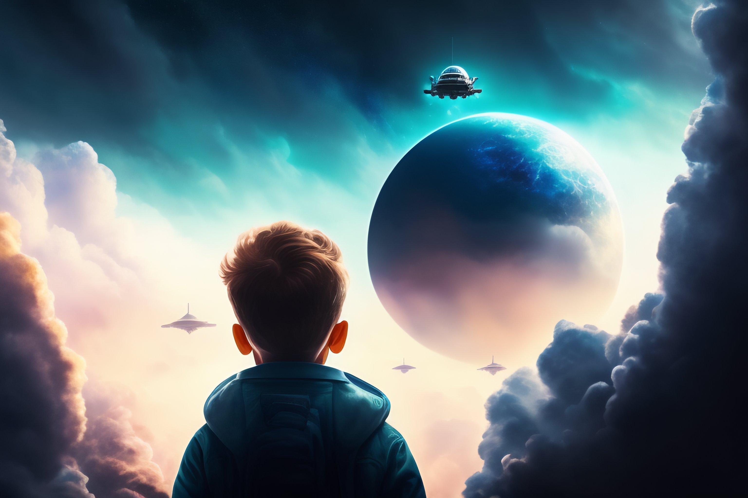 Lexica - DESING A MOVIE POSTER WITH ALIENS FALLING FROM SKY AND A BOY ...