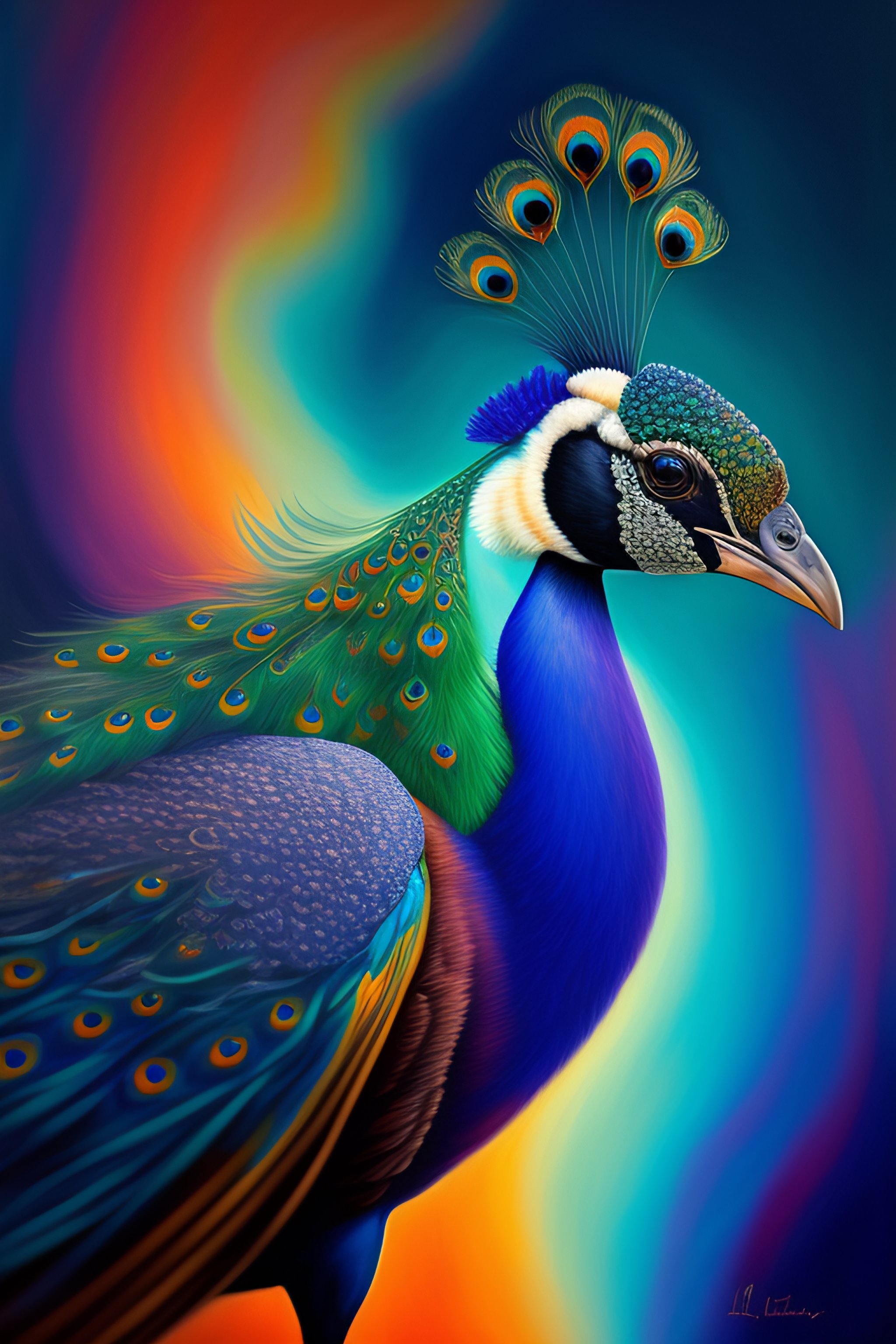Lexica - Peacock full color painting