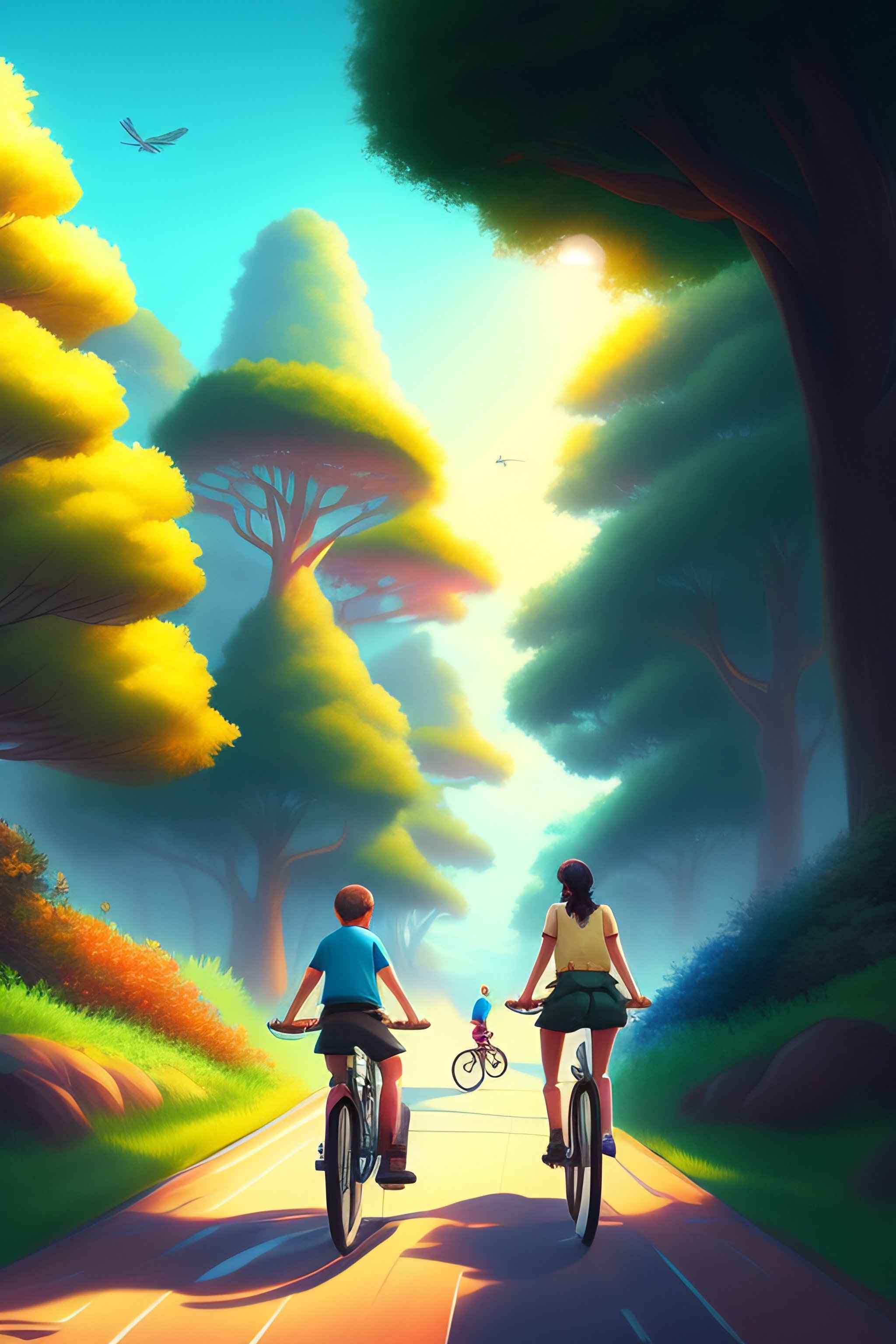 Lexica - Family riding bicycles on a stunning urban city residential ...