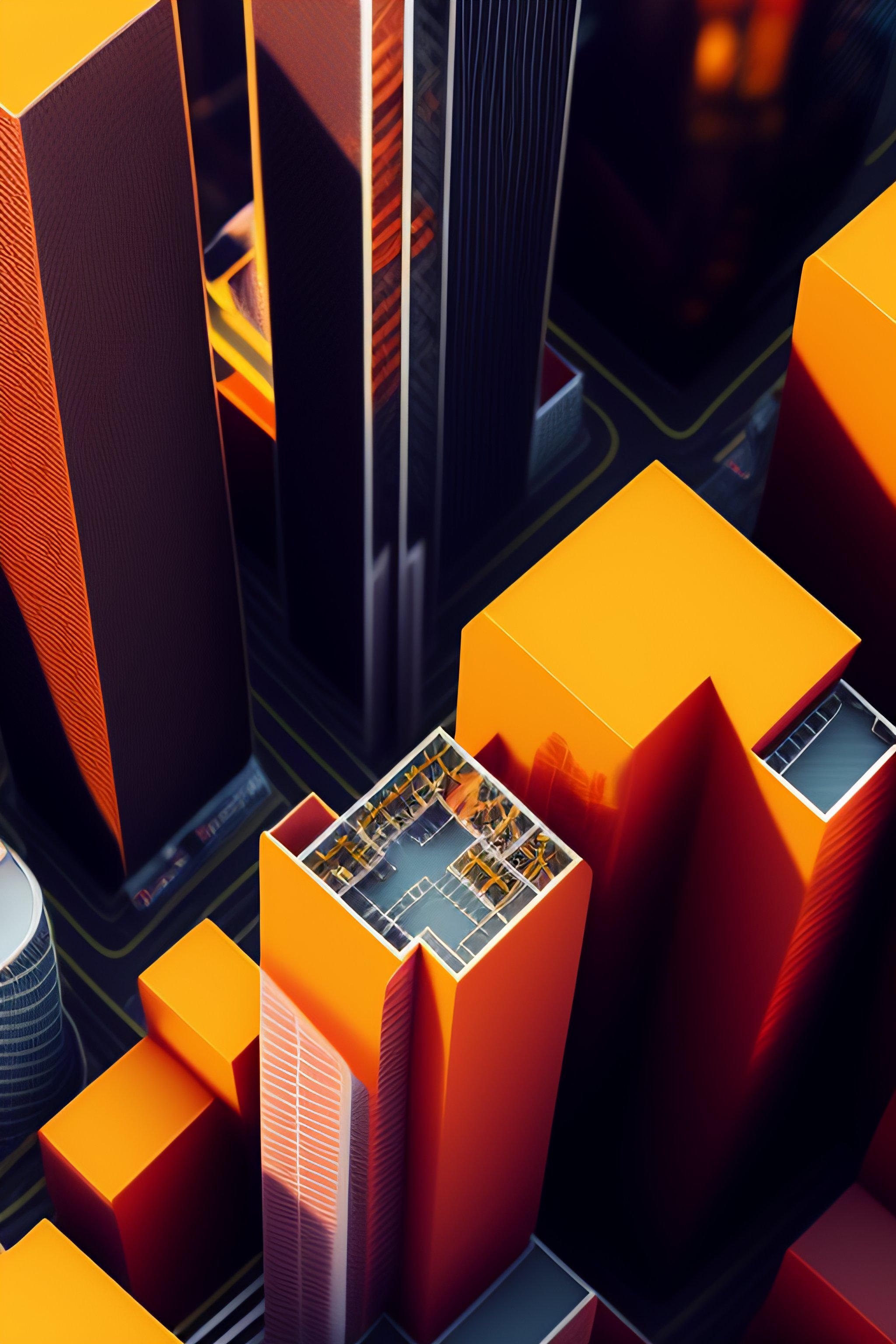 Lexica - 3d New York style skyscrapers, chaotic isometric octane render